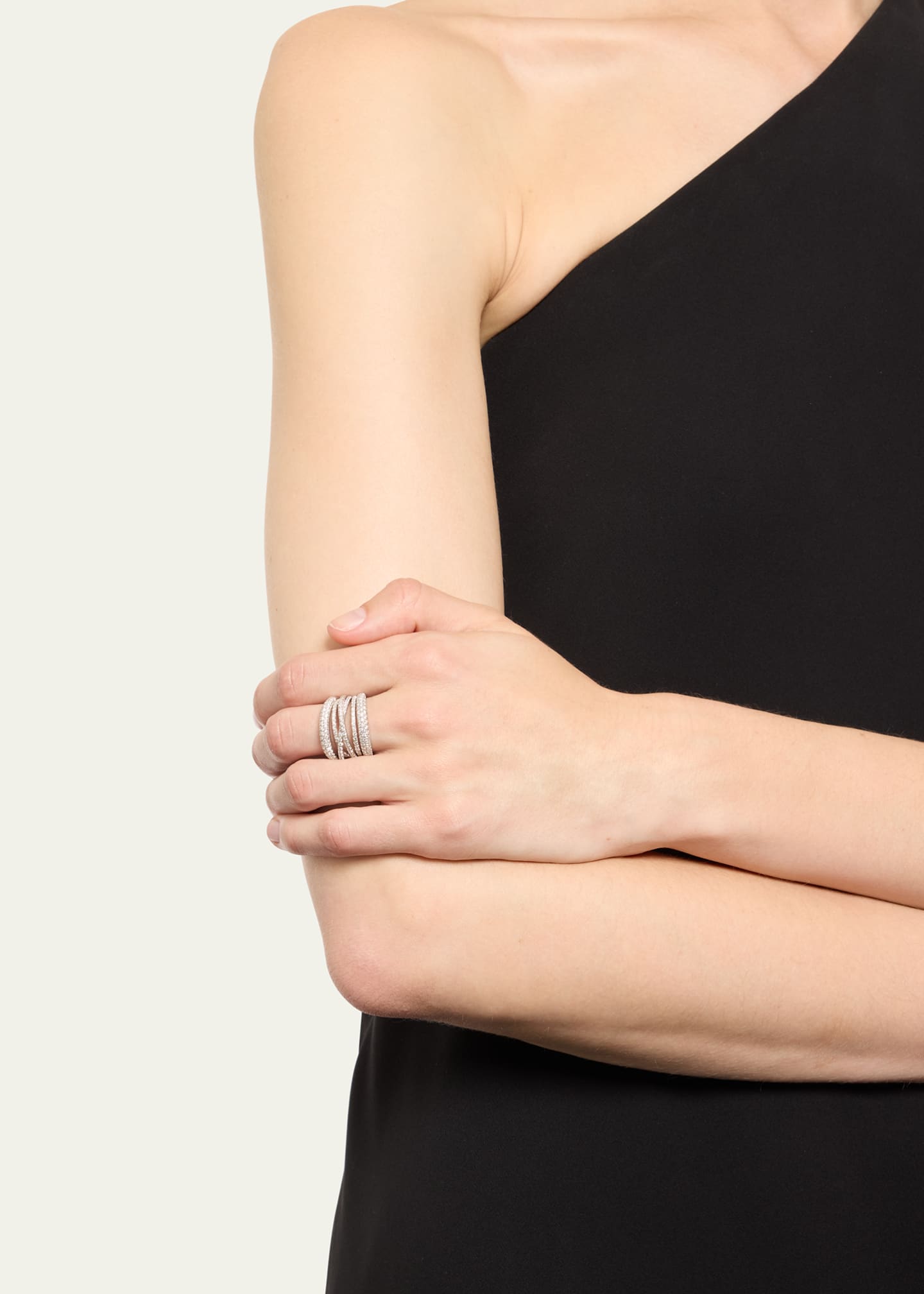 Sidney Garber 18K White Gold Diamond Scribble Band Ring, Size 7 ...