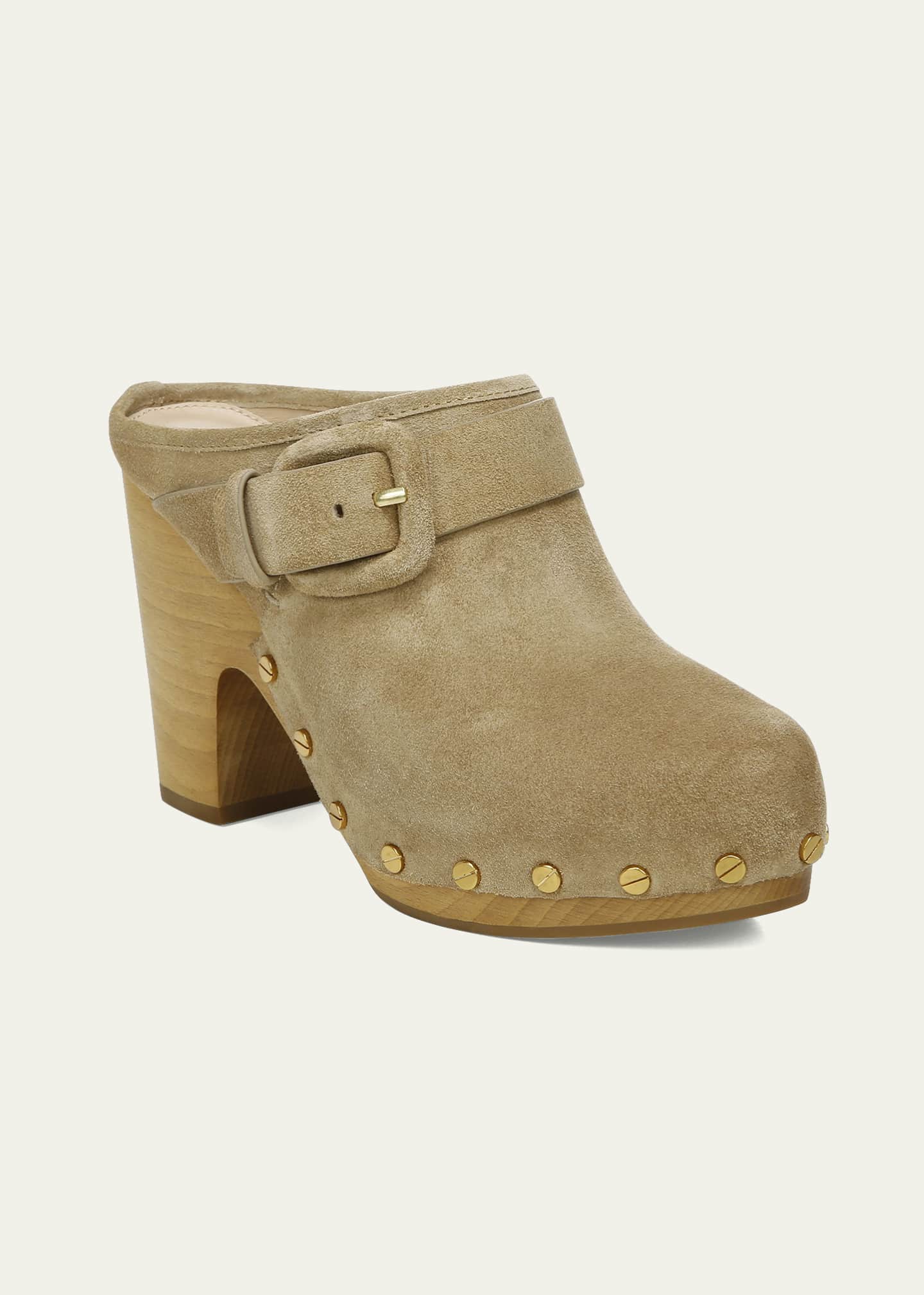 Veronica Beard Dacey Buckle Suede Clogs - Bergdorf Goodman