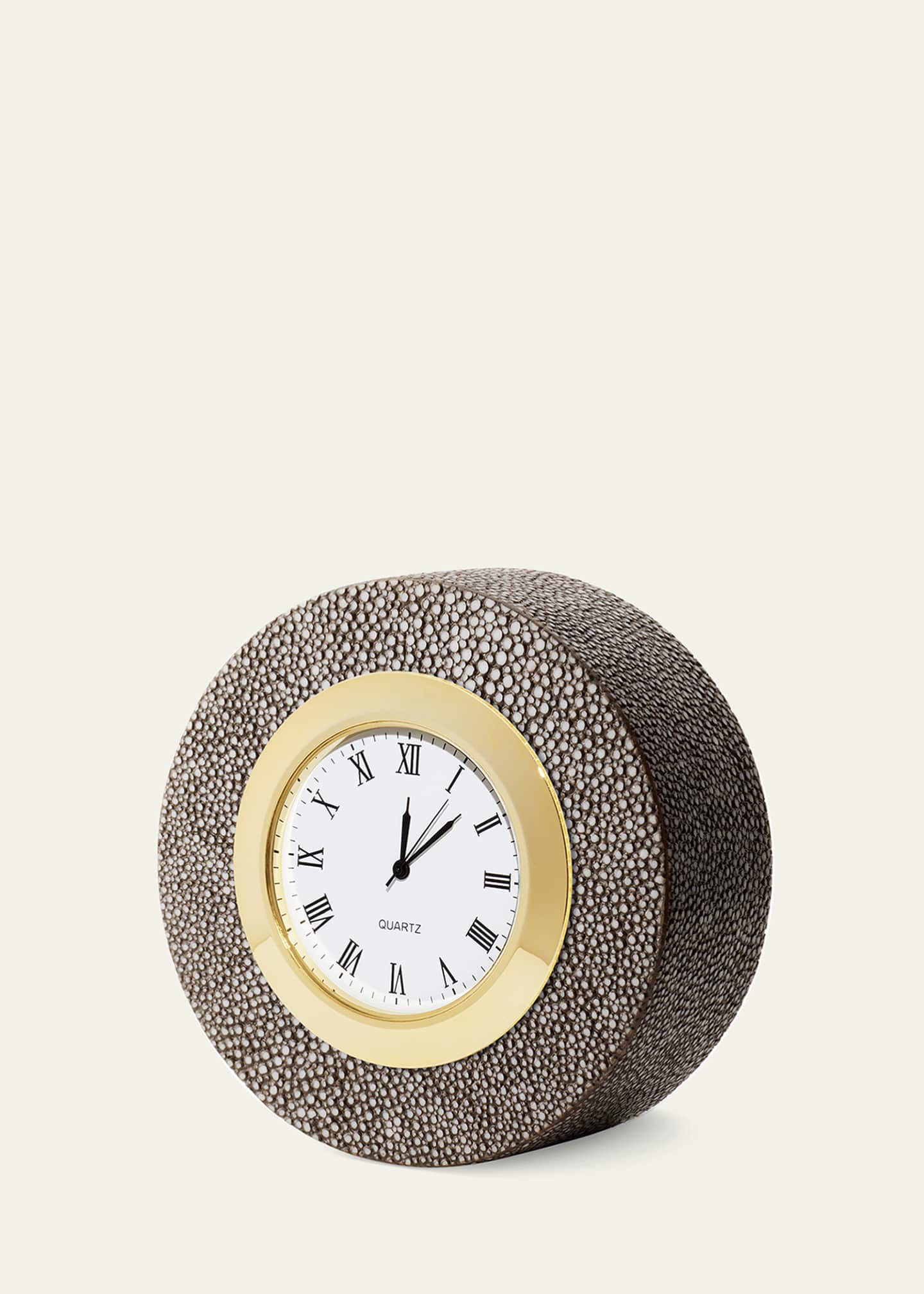 AERIN Shagreen Chocolate Desk Clock - Bergdorf Goodman