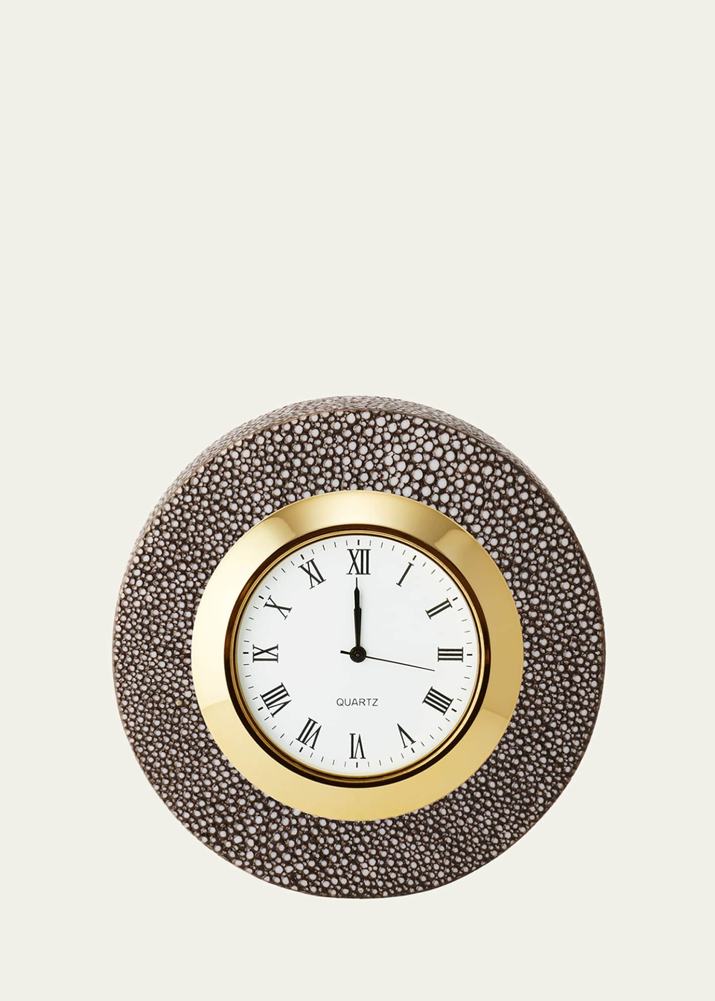 AERIN Shagreen Chocolate Desk Clock - Bergdorf Goodman