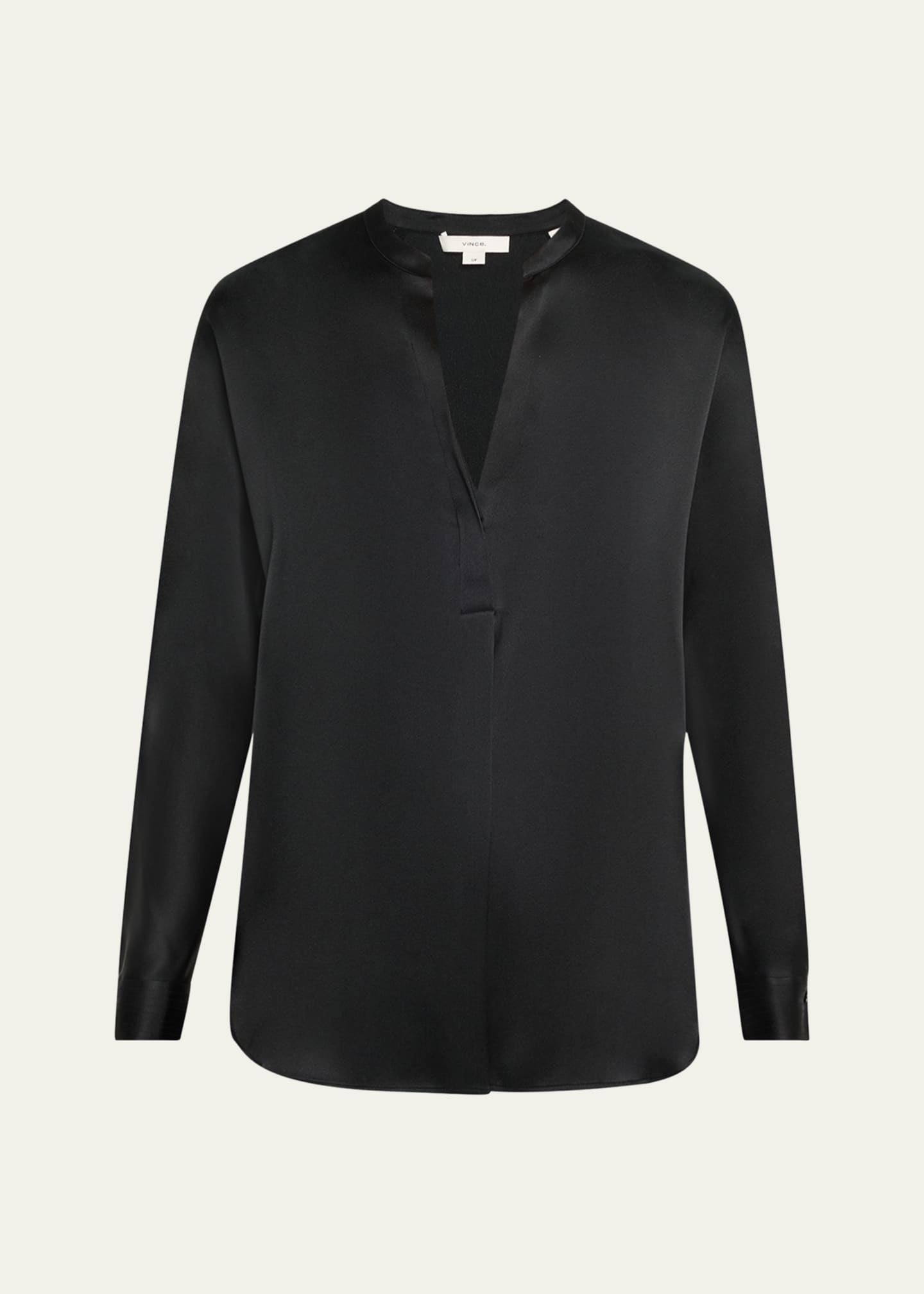 Vince Silk Band-Collar Blouse - Bergdorf Goodman