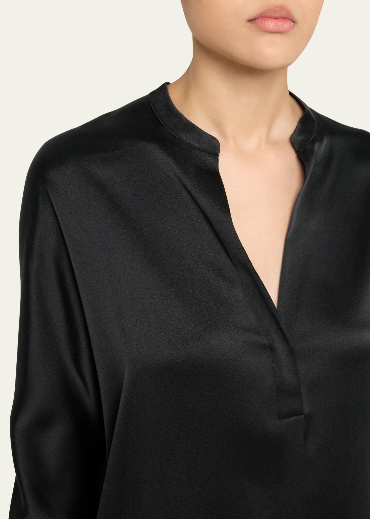 Vince Silk Band-Collar Blouse - Bergdorf Goodman