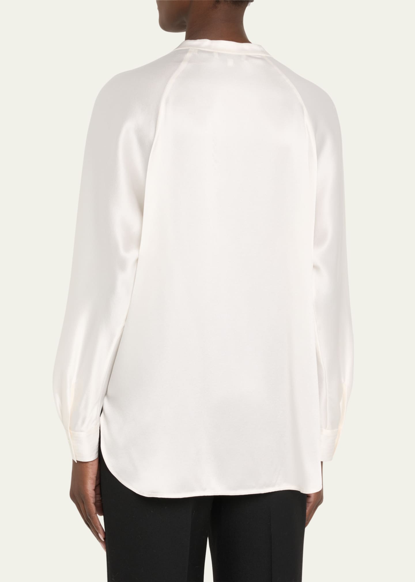 Vince Silk Band-Collar Blouse - Bergdorf Goodman
