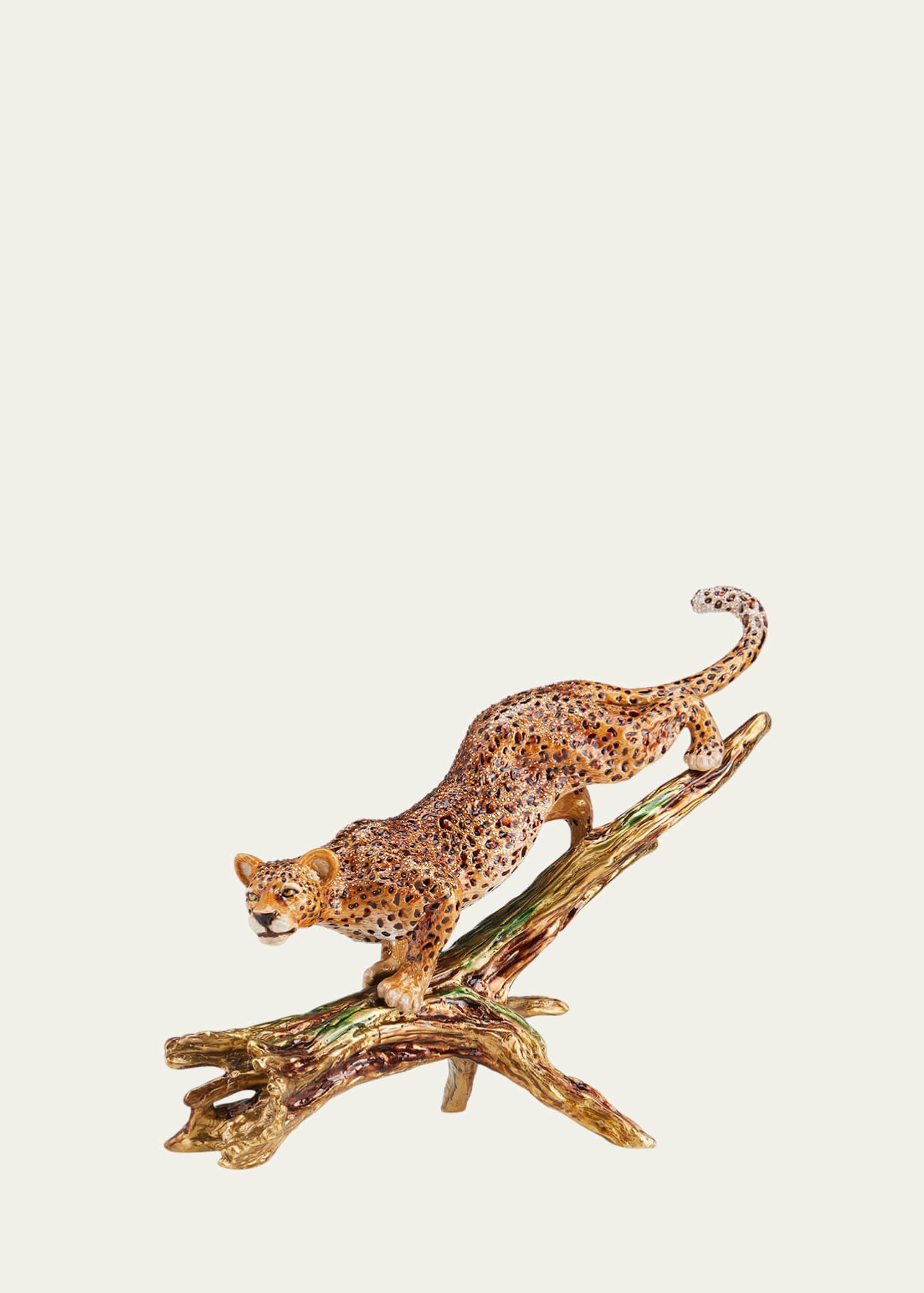 Jay Strongwater Leopard Descending Tree Figurine - Bergdorf Goodman