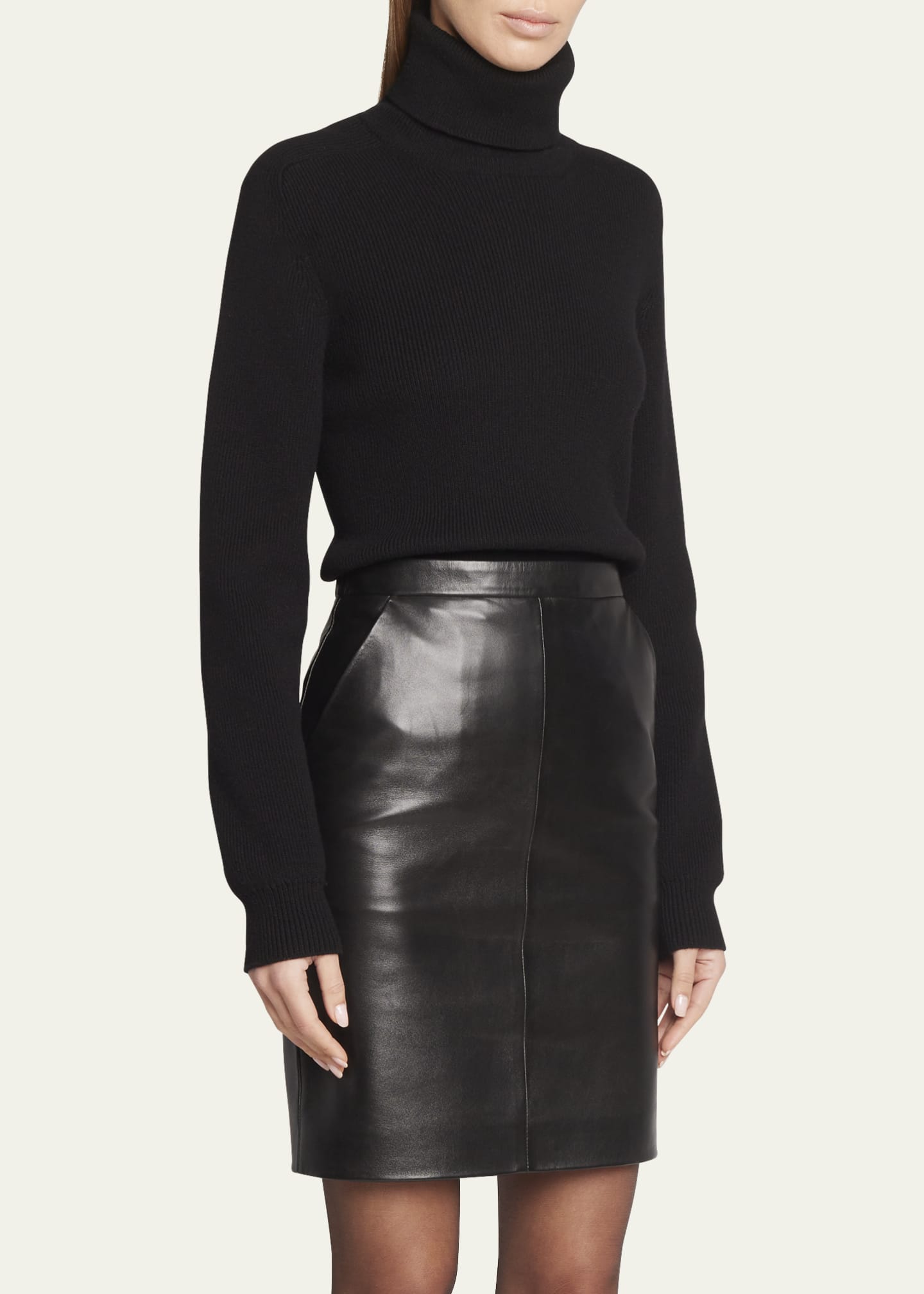 Saint Laurent Cashmere Ribbed Turtleneck Sweater - Bergdorf Goodman