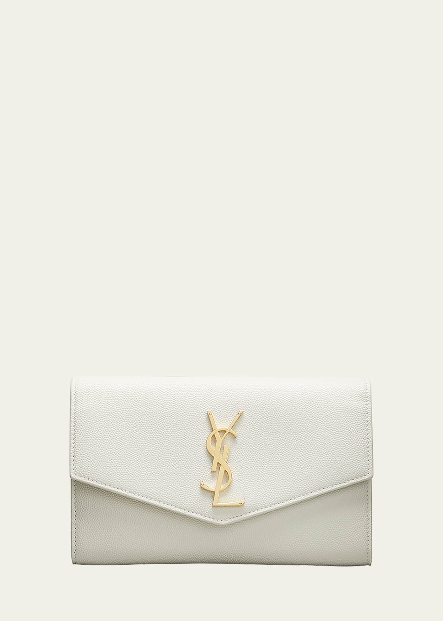 Saint Laurent Uptown YSL Wallet on Chain in Grained Leather - Bergdorf ...