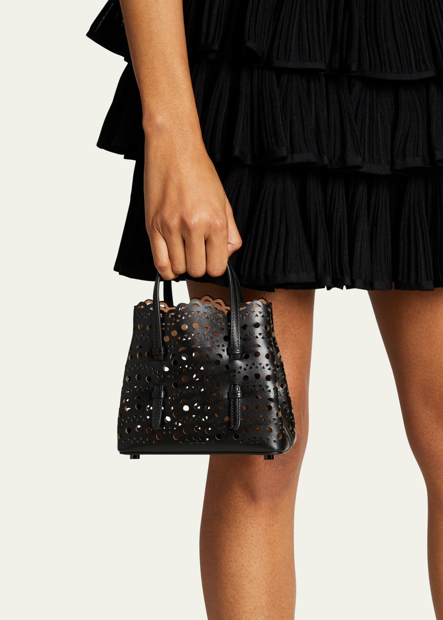 ALAIA Mina 16 Tote Bag in Vienne Wave Perforated Leather - Bergdorf Goodman