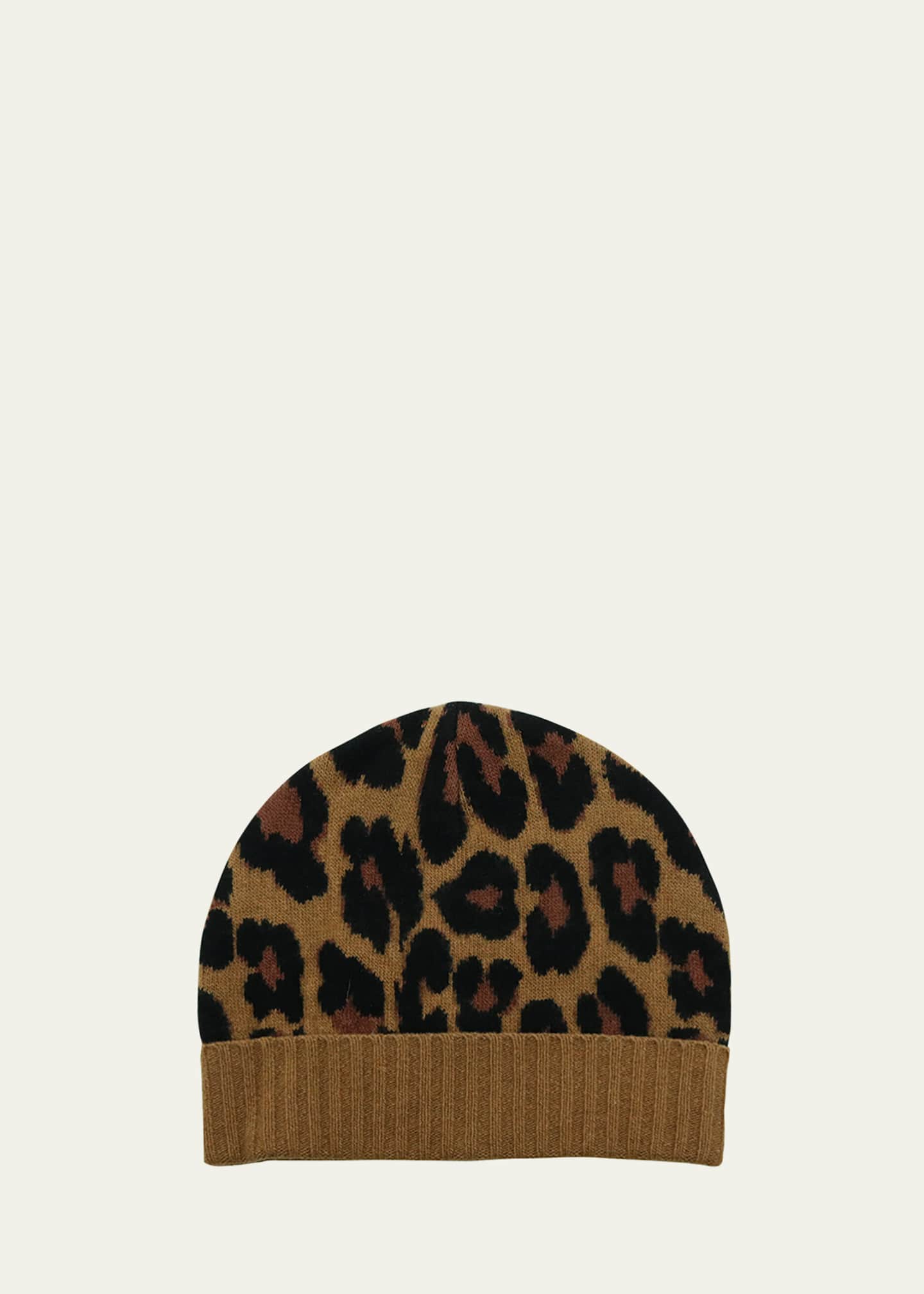 Portolano Leopard-Print Knit Cashmere Beanie Hat - Bergdorf Goodman