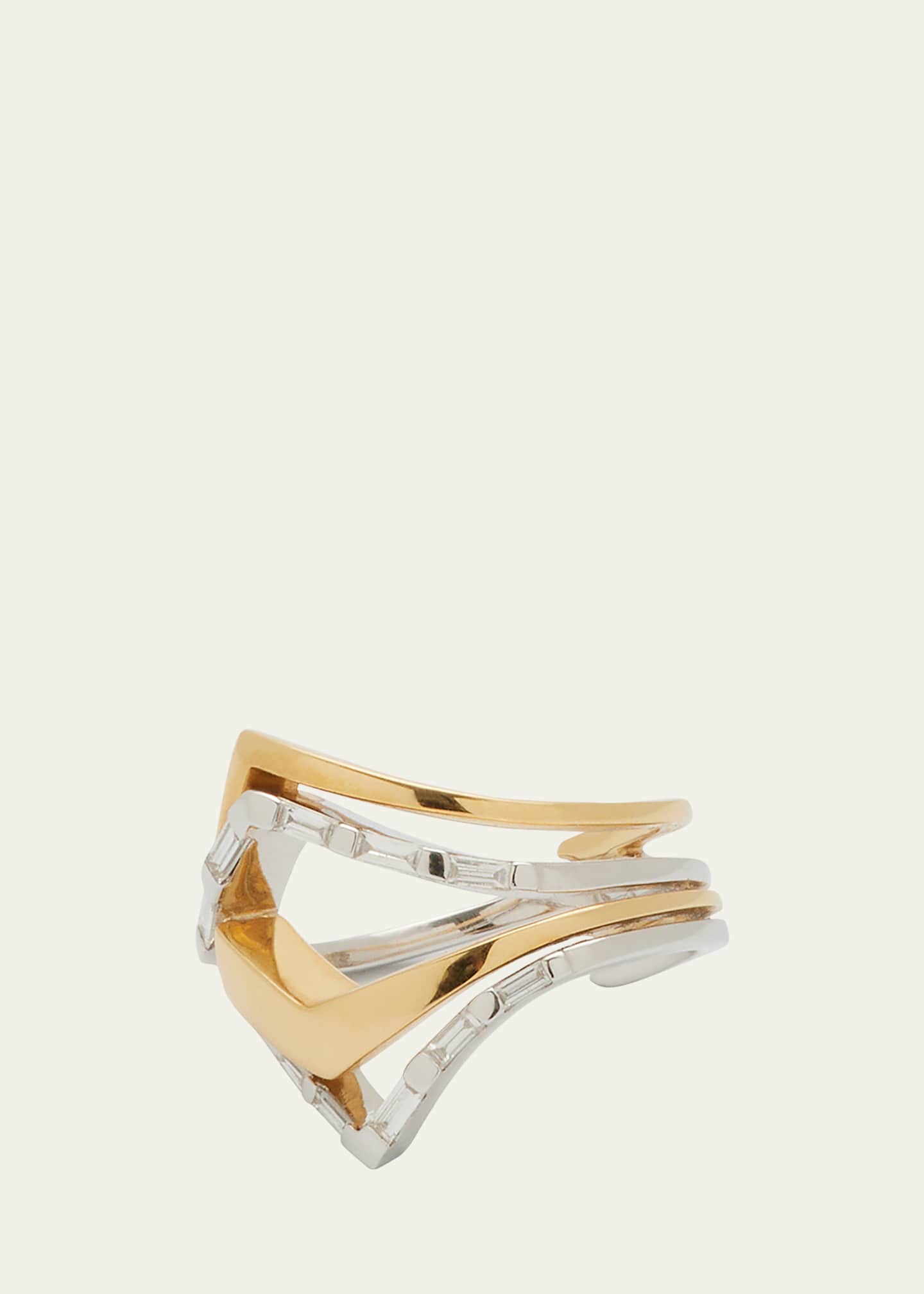 Nikos Koulis Energy Baguette Diamond Multi-Band Ring in Two-Tone 18K ...