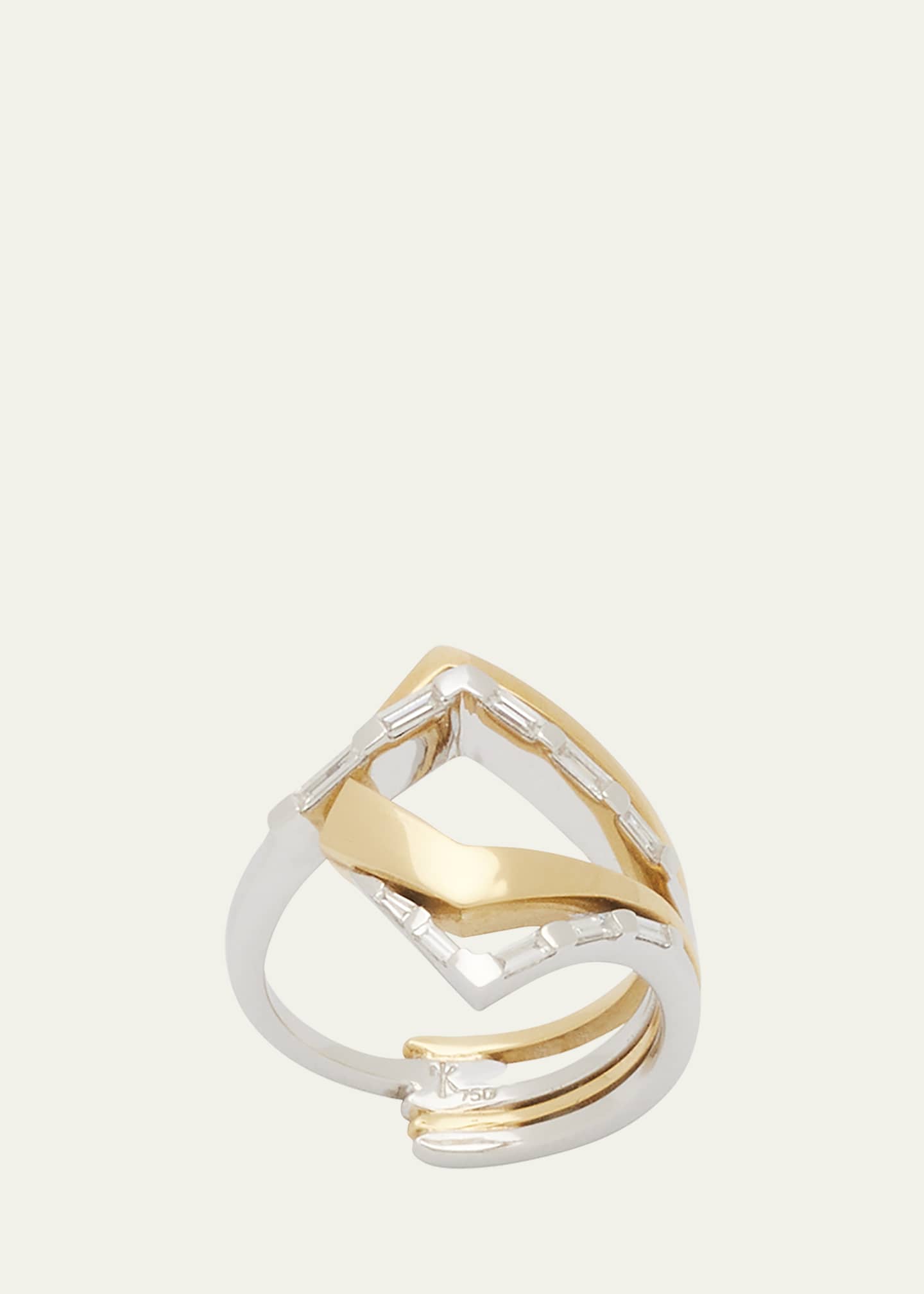 Nikos Koulis Energy Baguette Diamond Multi-Band Ring in Two-Tone 18K ...