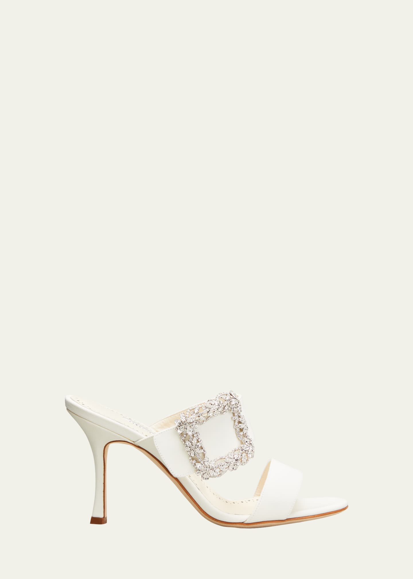 Manolo Blahnik Gable Silk Crystal Buckle Slide Sandals - Bergdorf Goodman
