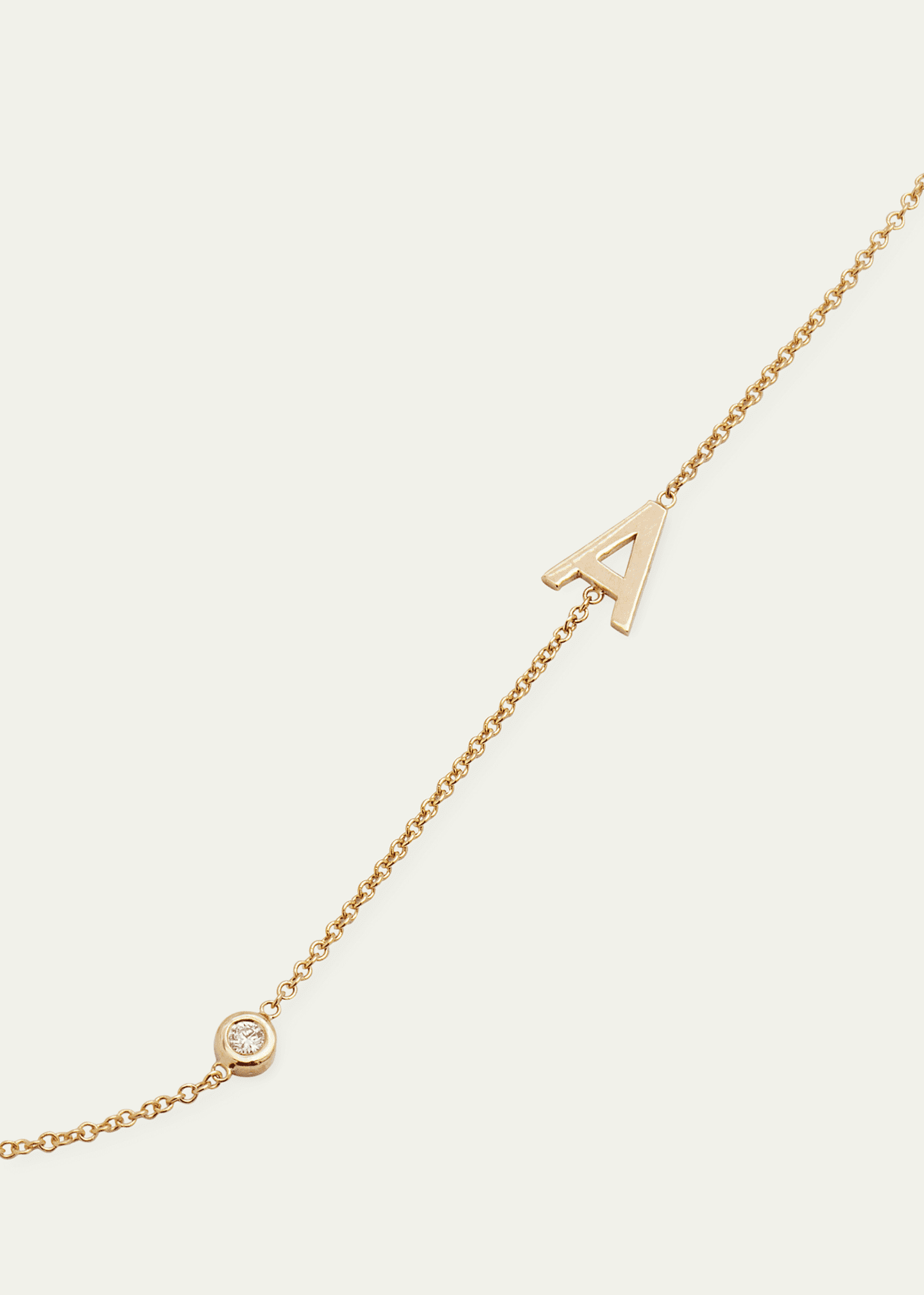 Zoe Lev Jewelry 14K Gold Asymmetrical Initial and Bezel Diamond ...