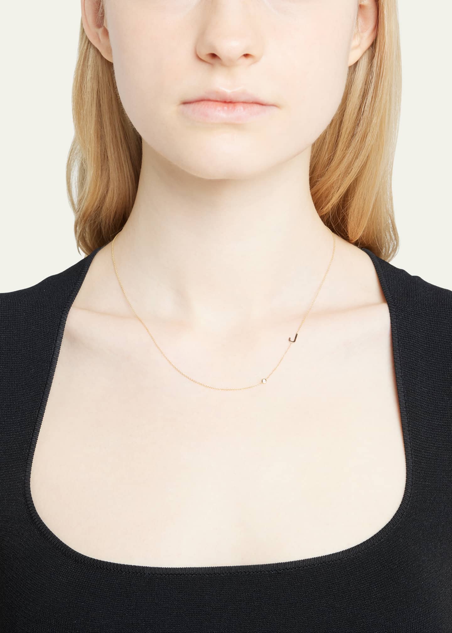Zoe Lev Jewelry 14k Gold Asymmetrical Initial and Bezel Diamond ...