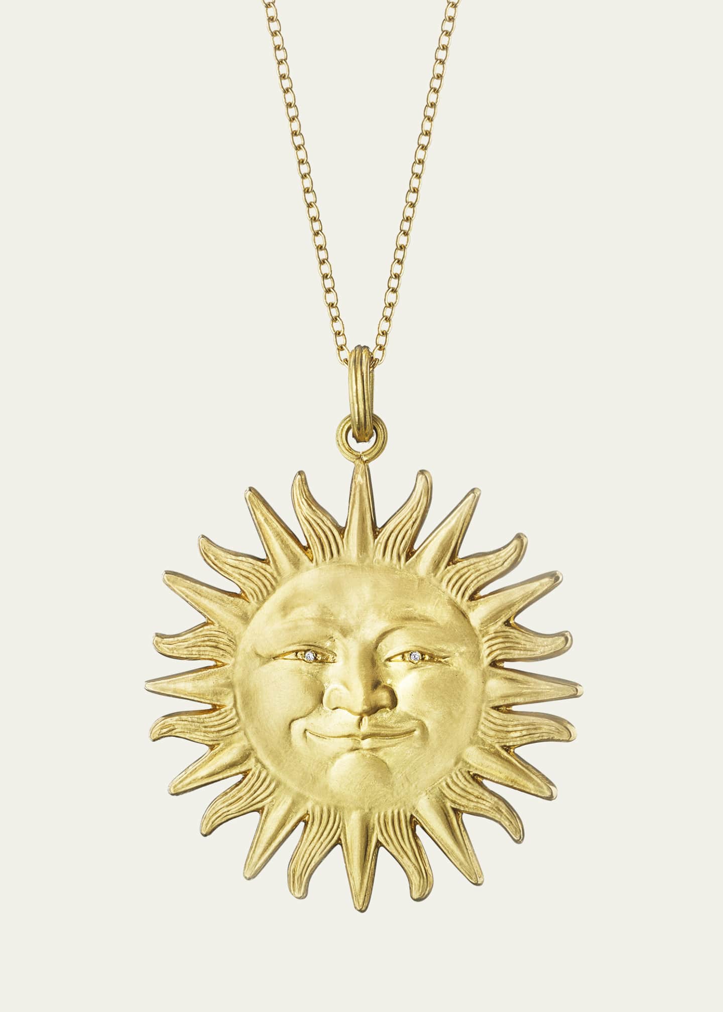 Anthony Lent 18K Yellow Gold Large Sunface Pendant Necklace with ...