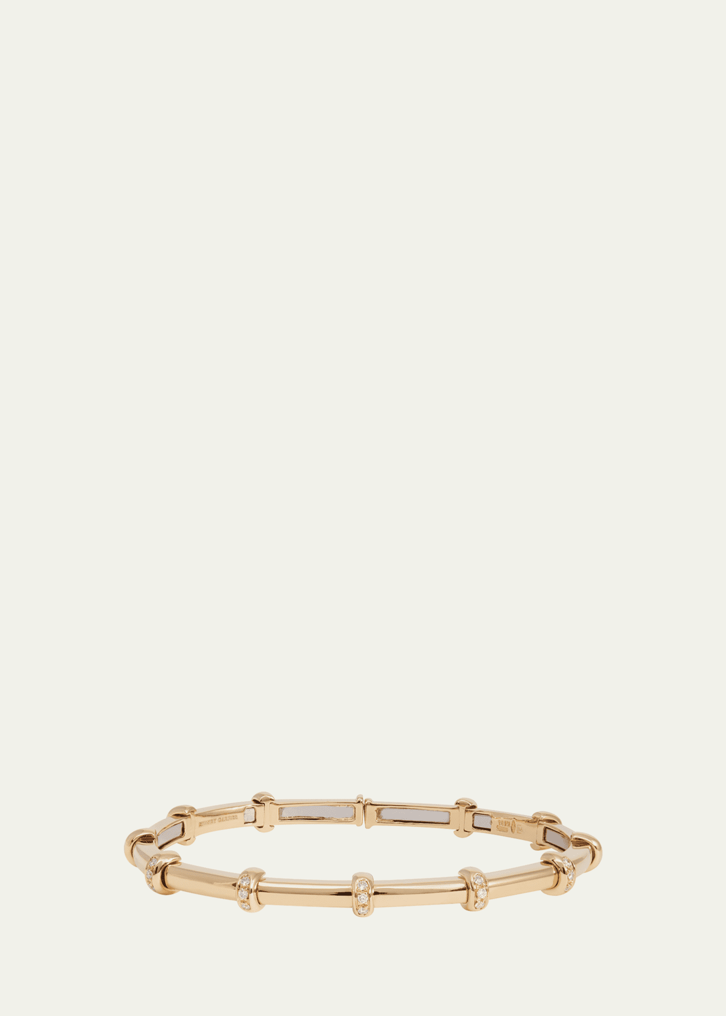 Sidney Garber 18K Yellow Gold Diamond Small Dome Spring Oval Carly ...