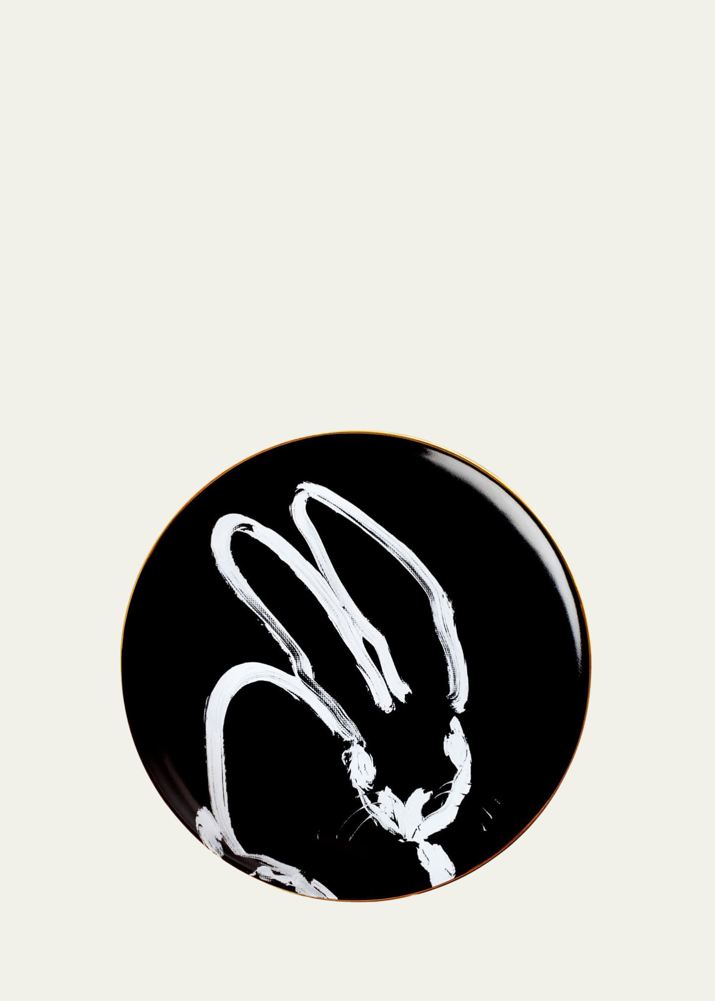 Hunt Slonem Rabbit Run Dinner Plate with Gold Rim - Black - Bergdorf ...