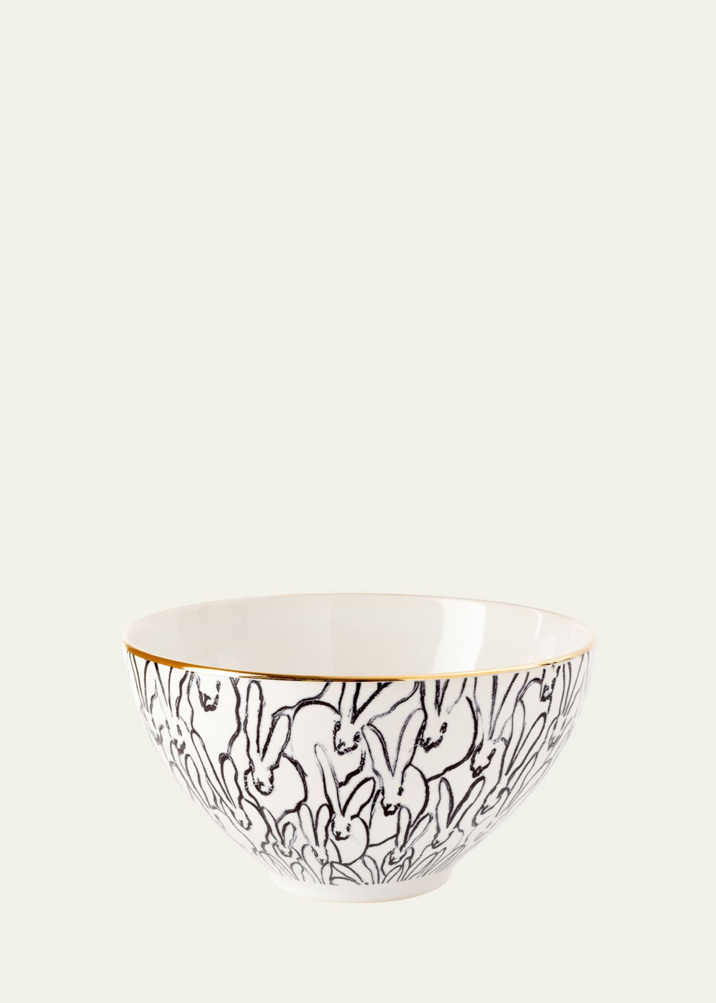 Hunt Slonem Rabbit Run Cereal Bowl with Gold Rim - Bergdorf Goodman