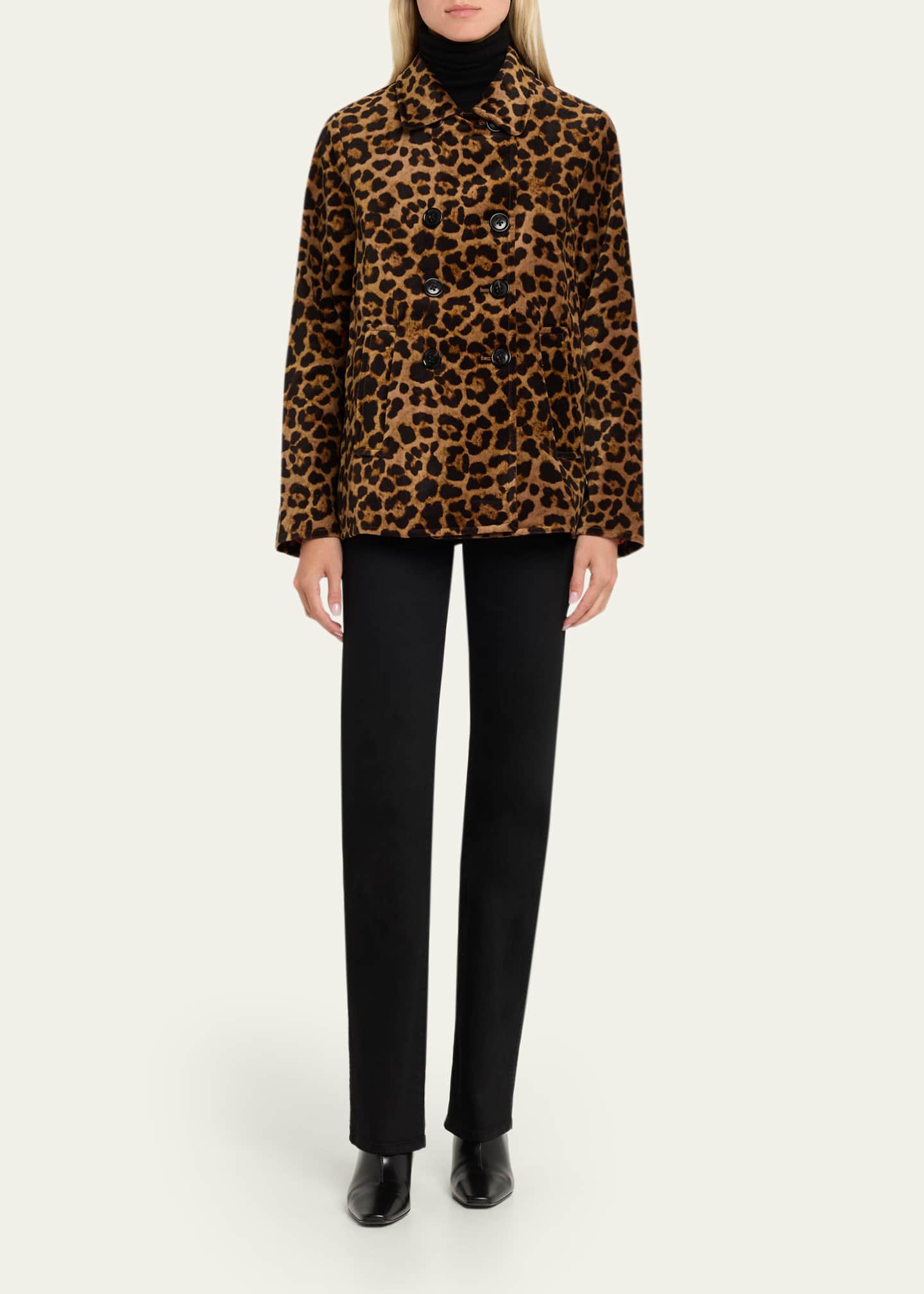 Jane Post Double Breasted Velvet Pea Coat - Bergdorf Goodman