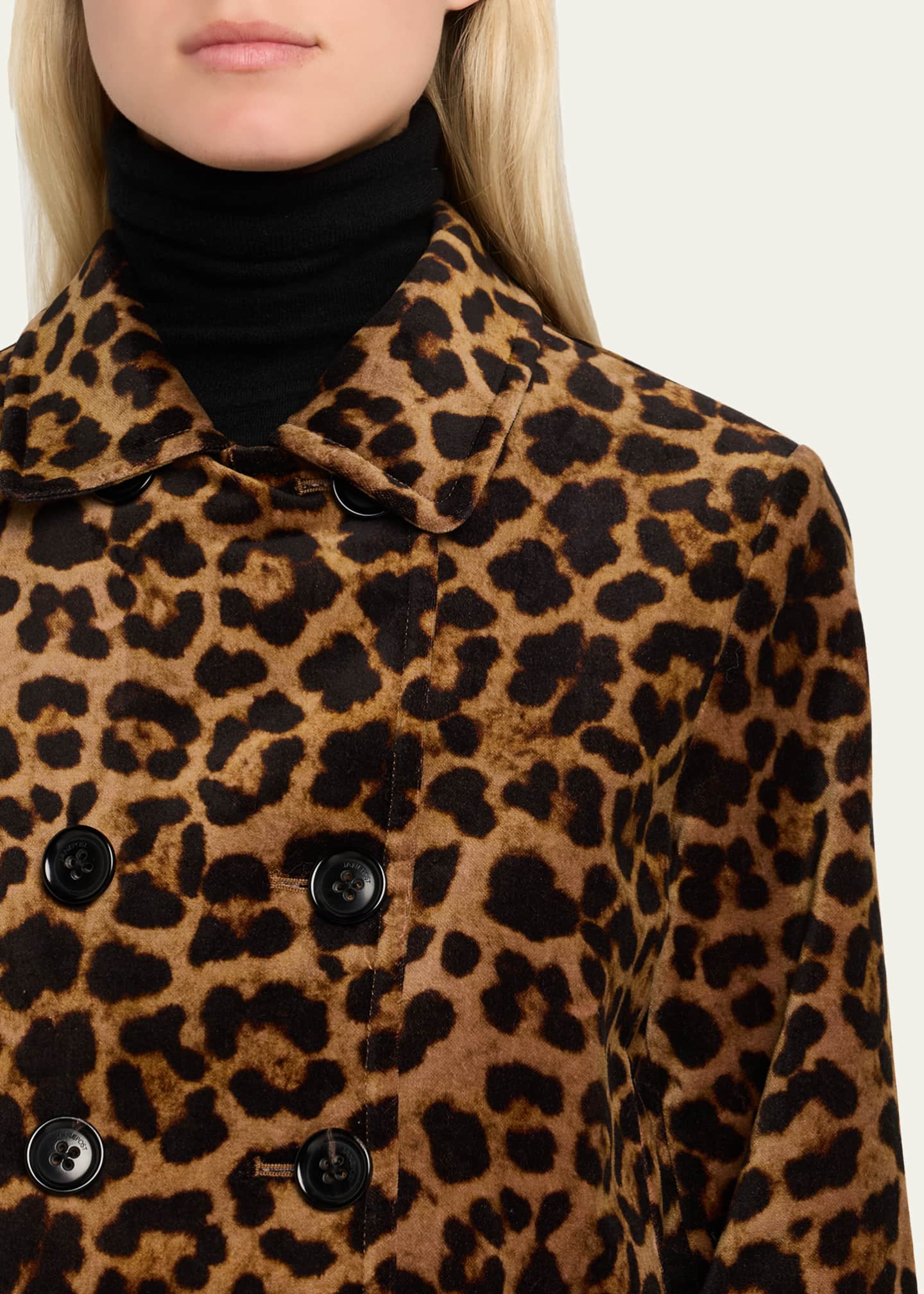 Jane Post Double Breasted Velvet Pea Coat - Bergdorf Goodman