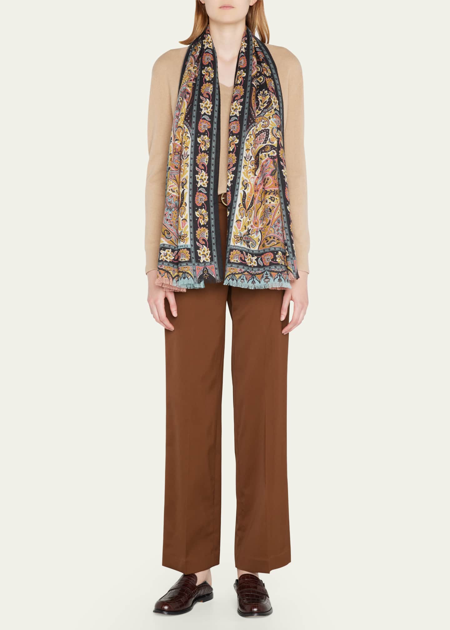 Etro Delhy Leda Paisley-Print Cashmere/Silk Scarf - Bergdorf Goodman