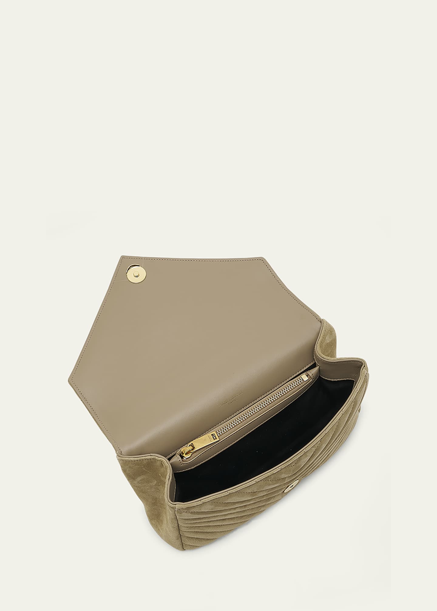 Saint Laurent College Medium Flap YSL Shoulder Bag in Quilted Suede ...