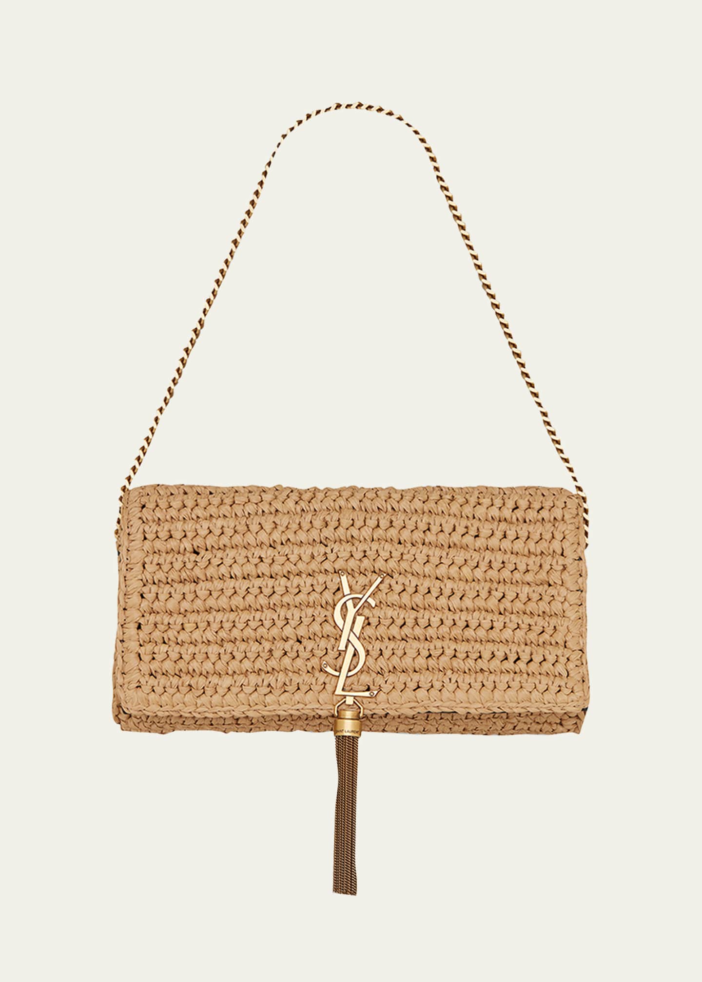 Saint Laurent Kate 99 YSL Raffia Tassel Shoulder Bag - Bergdorf Goodman
