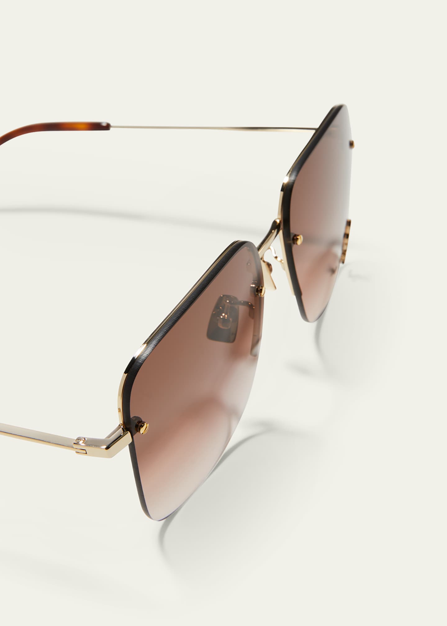 Saint Laurent YSL Rimless Square Metal Sunglasses - Bergdorf Goodman
