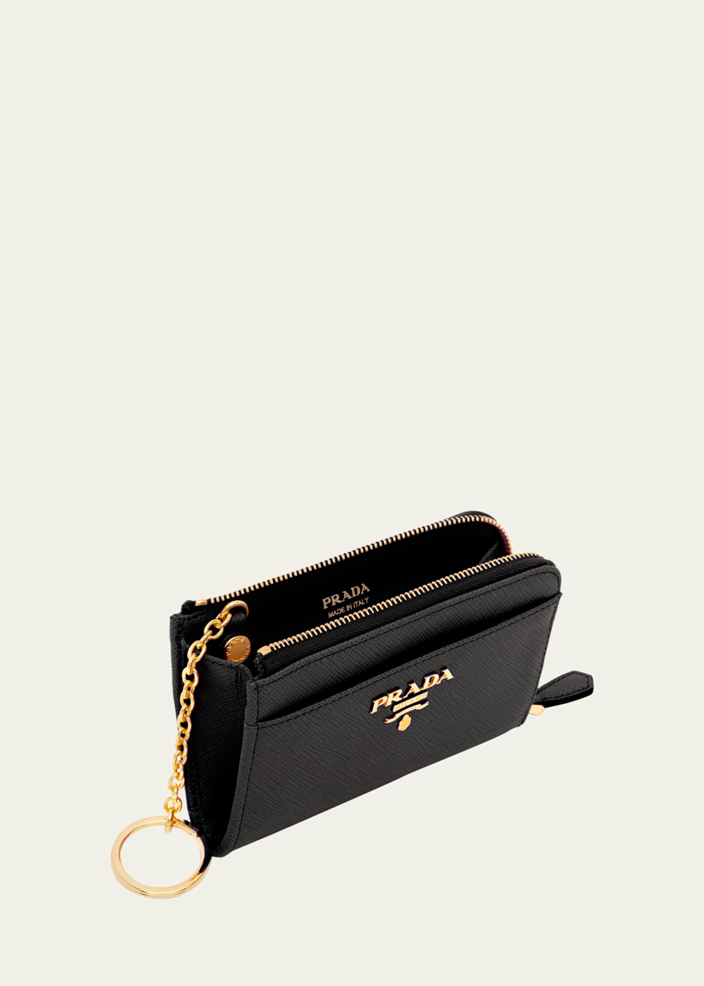 Prada Leather Card Case with Key Ring - Bergdorf Goodman