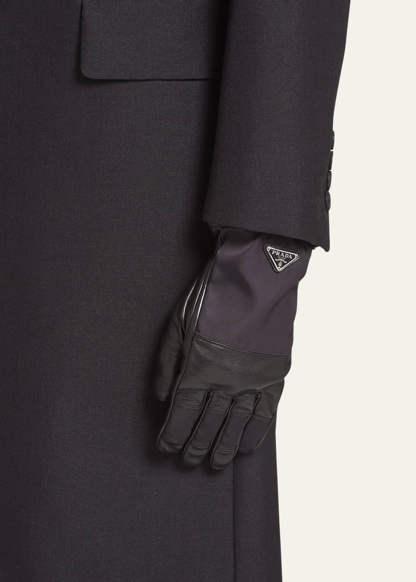 Prada Men's Nylon Napa Gloves - Bergdorf Goodman