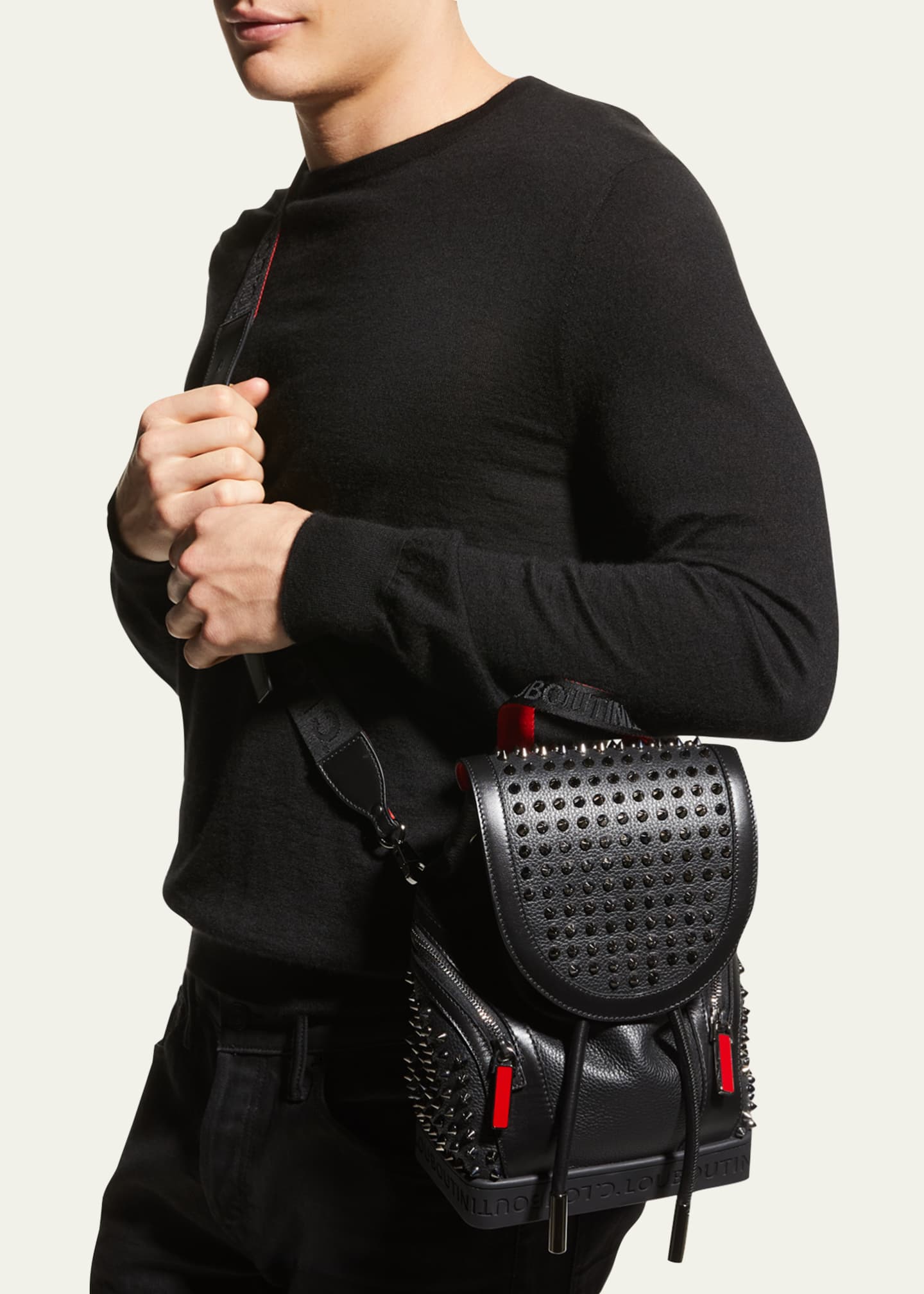 Christian Louboutin Men's Explorafunk Spiked Leather Backpack ...