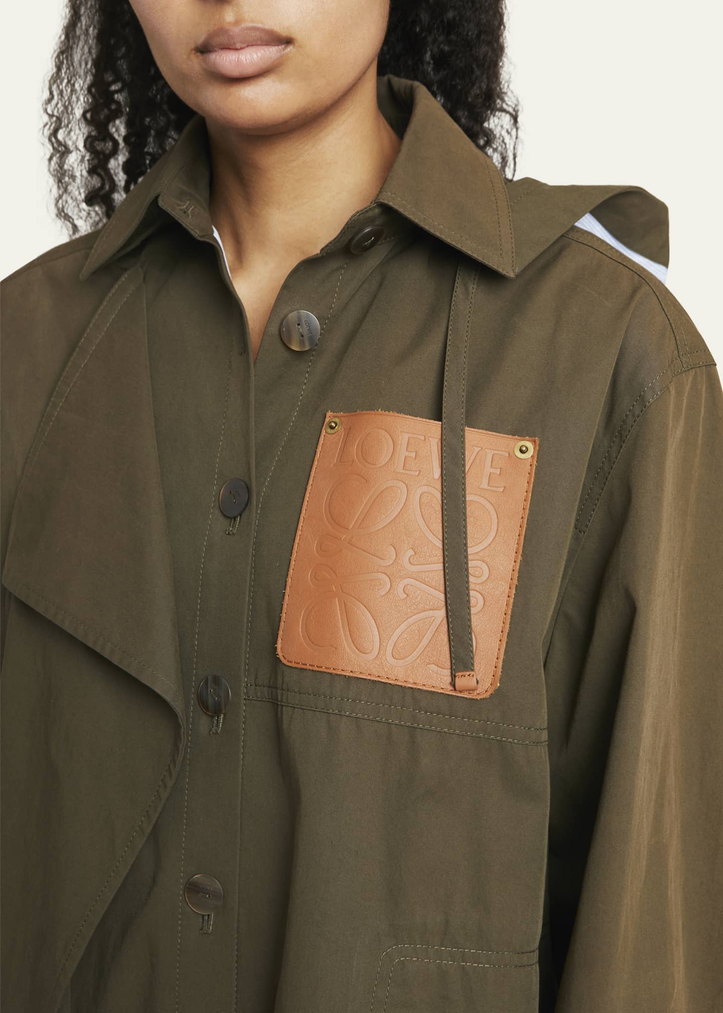 Loewe Water-Resistant Military Parka Jacket w/ Detachable Hood ...
