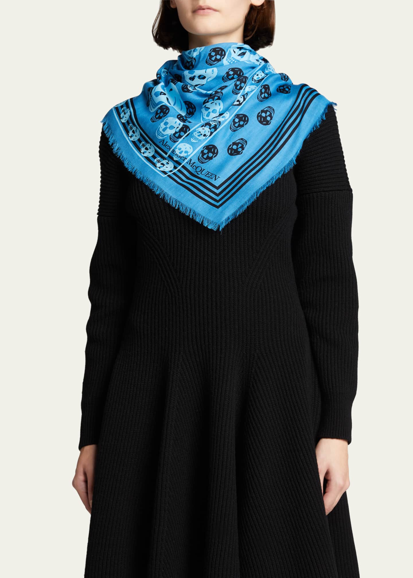 Alexander McQueen Classic Biker Skull-Print Scarf - Bergdorf Goodman