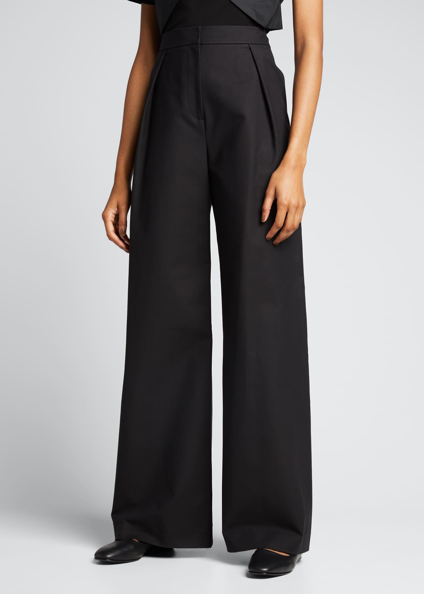 Carolina Herrera Pleated Wide-Leg Cotton Pants - Bergdorf Goodman