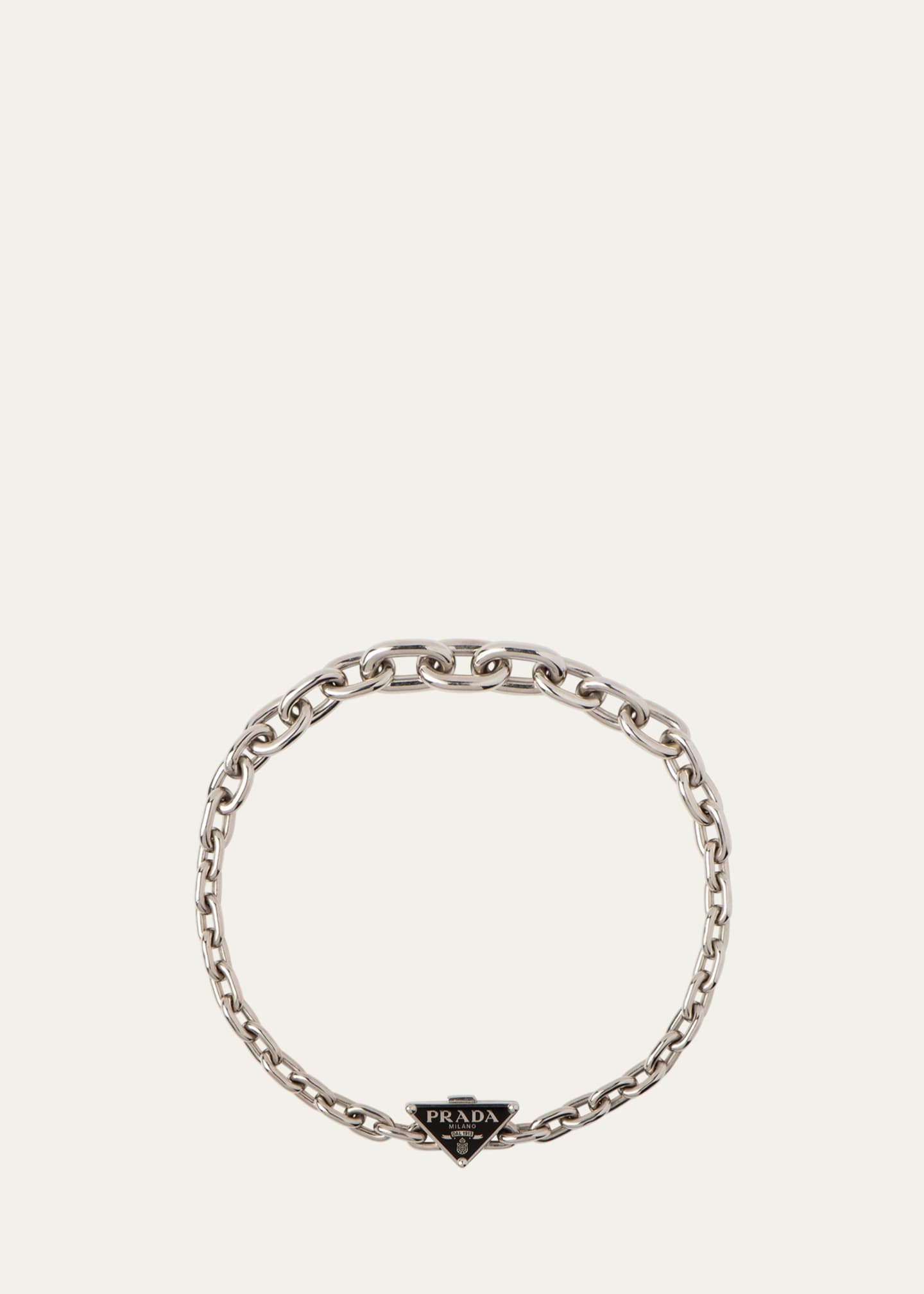 Prada Enamel Triangle Logo Oval-Link Chain Necklace - Bergdorf Goodman