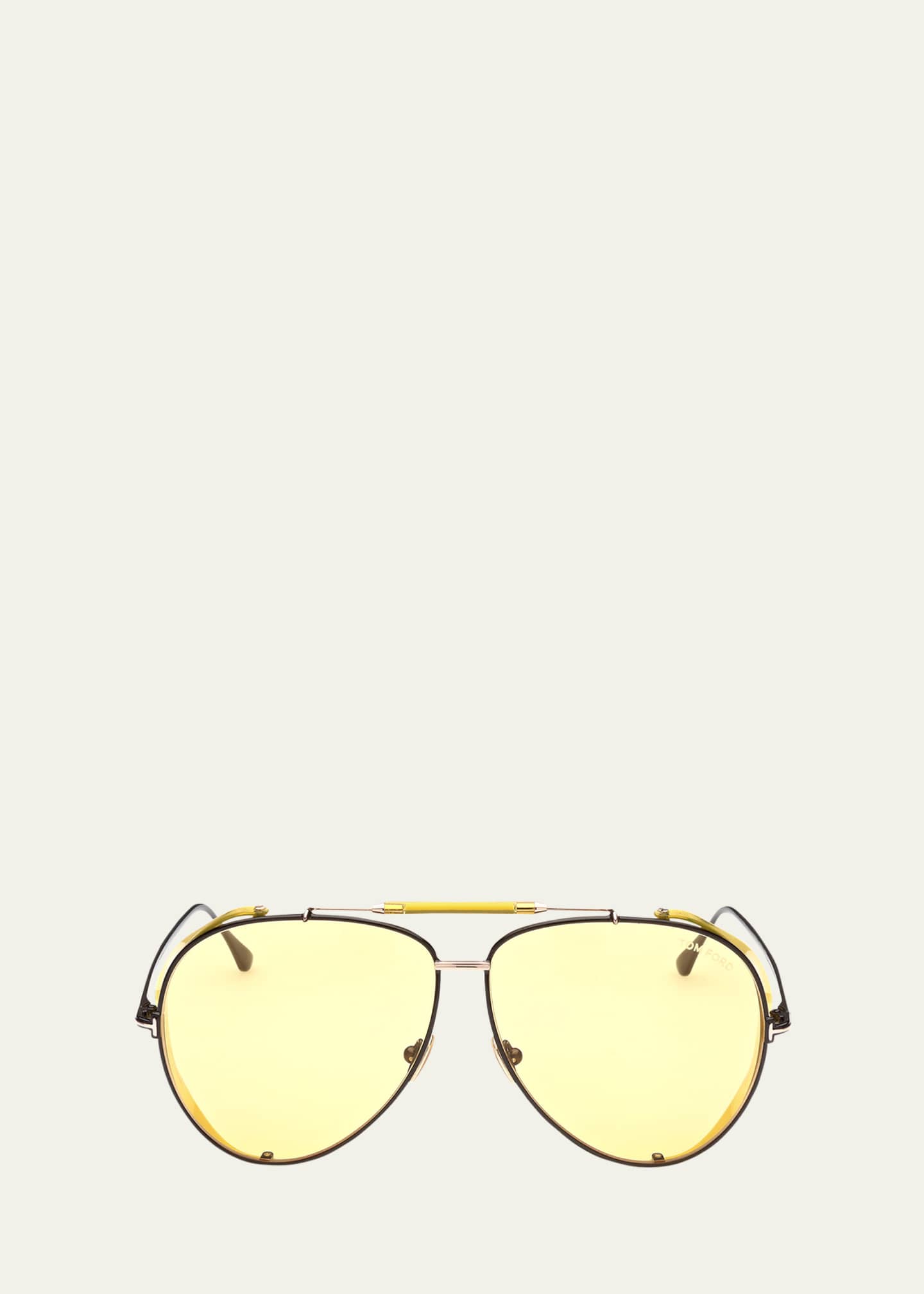 TOM FORD Jack Metal Aviator Sunglasses w/ Side Shields - Bergdorf Goodman