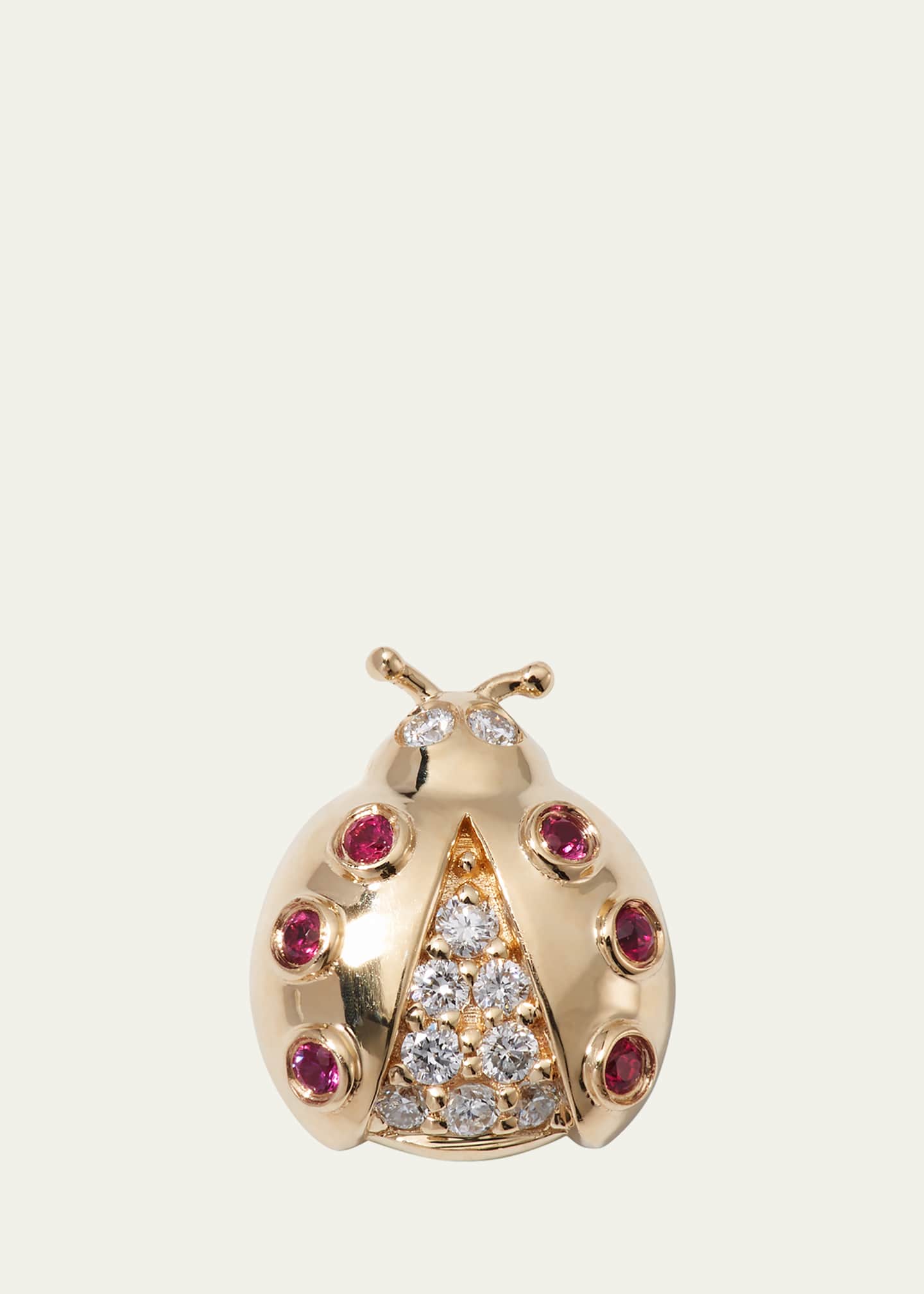 Sydney Evan 14k Gold Ruby Diamond Ladybug Single Stud Earring ...