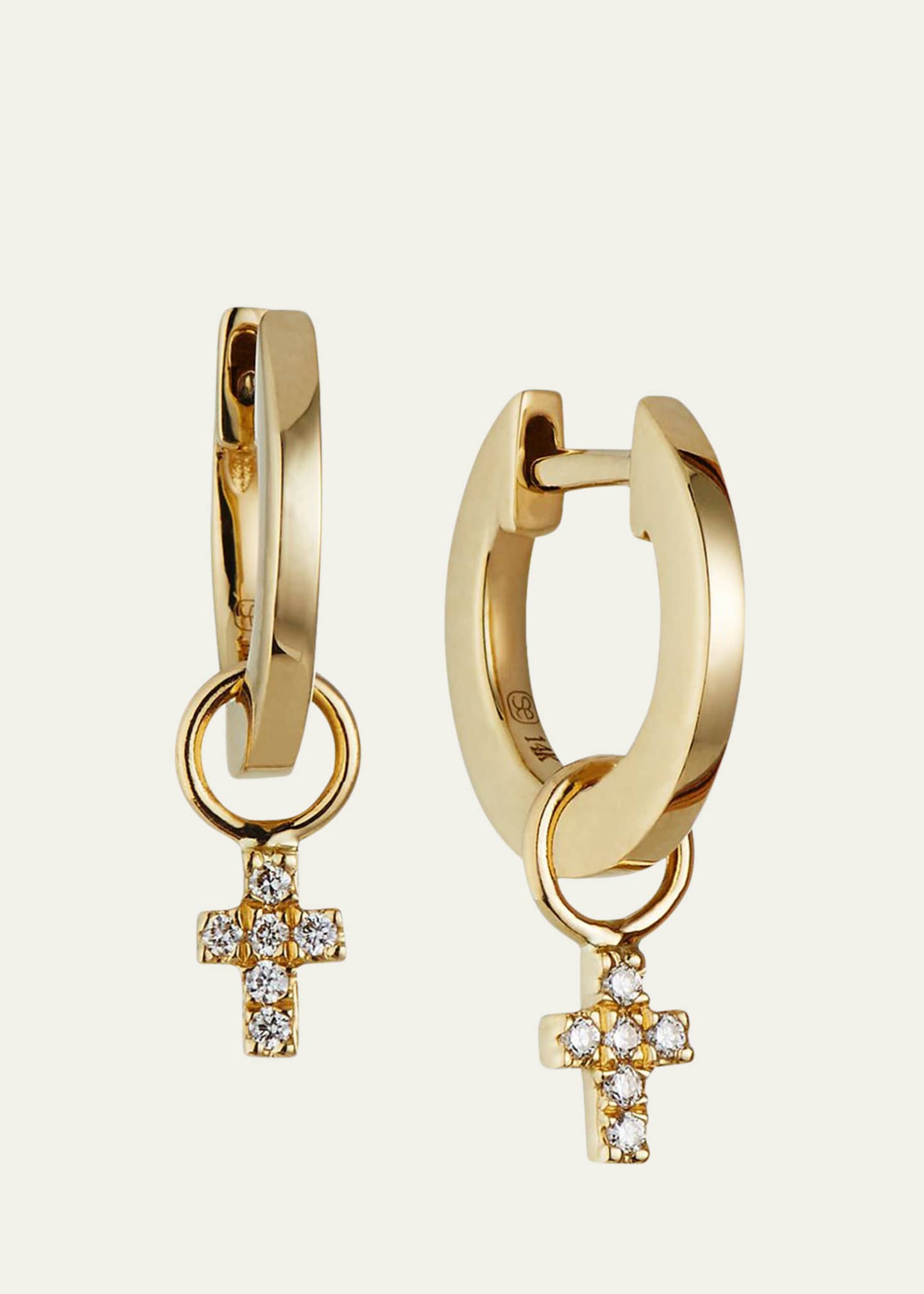 Sydney Evan 14k Small Diamond Cross Hoop Earrings - Bergdorf Goodman