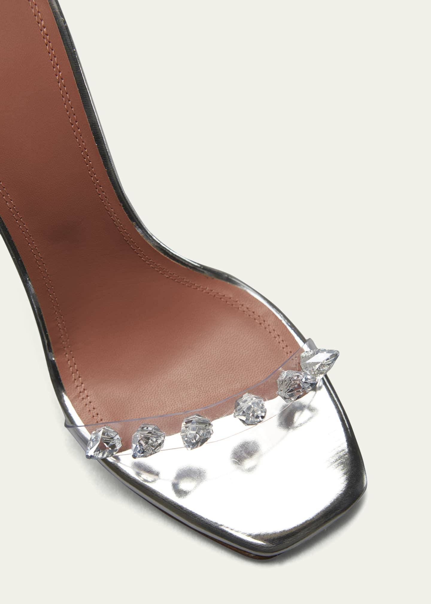 Amina Muaddi Julia Neon Crystal-Spike Clear Sandals - Bergdorf Goodman