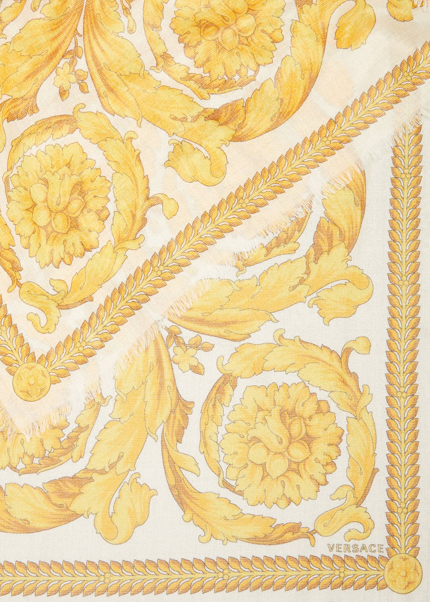 Versace Barocco-Print Wool-Blend Scarf - Bergdorf Goodman