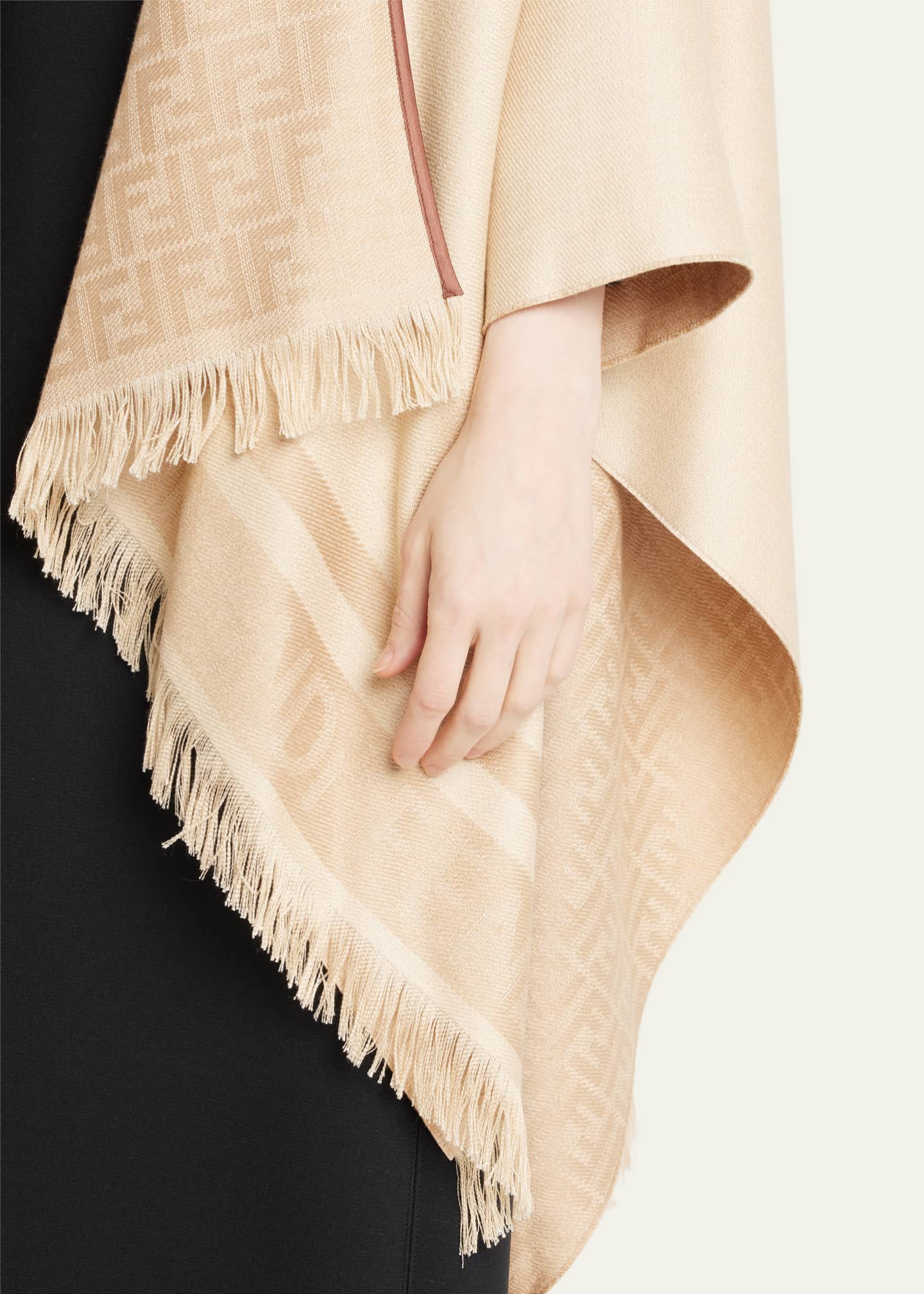 Fendi Jacquard Logo Silk-Cashmere Poncho - Bergdorf Goodman
