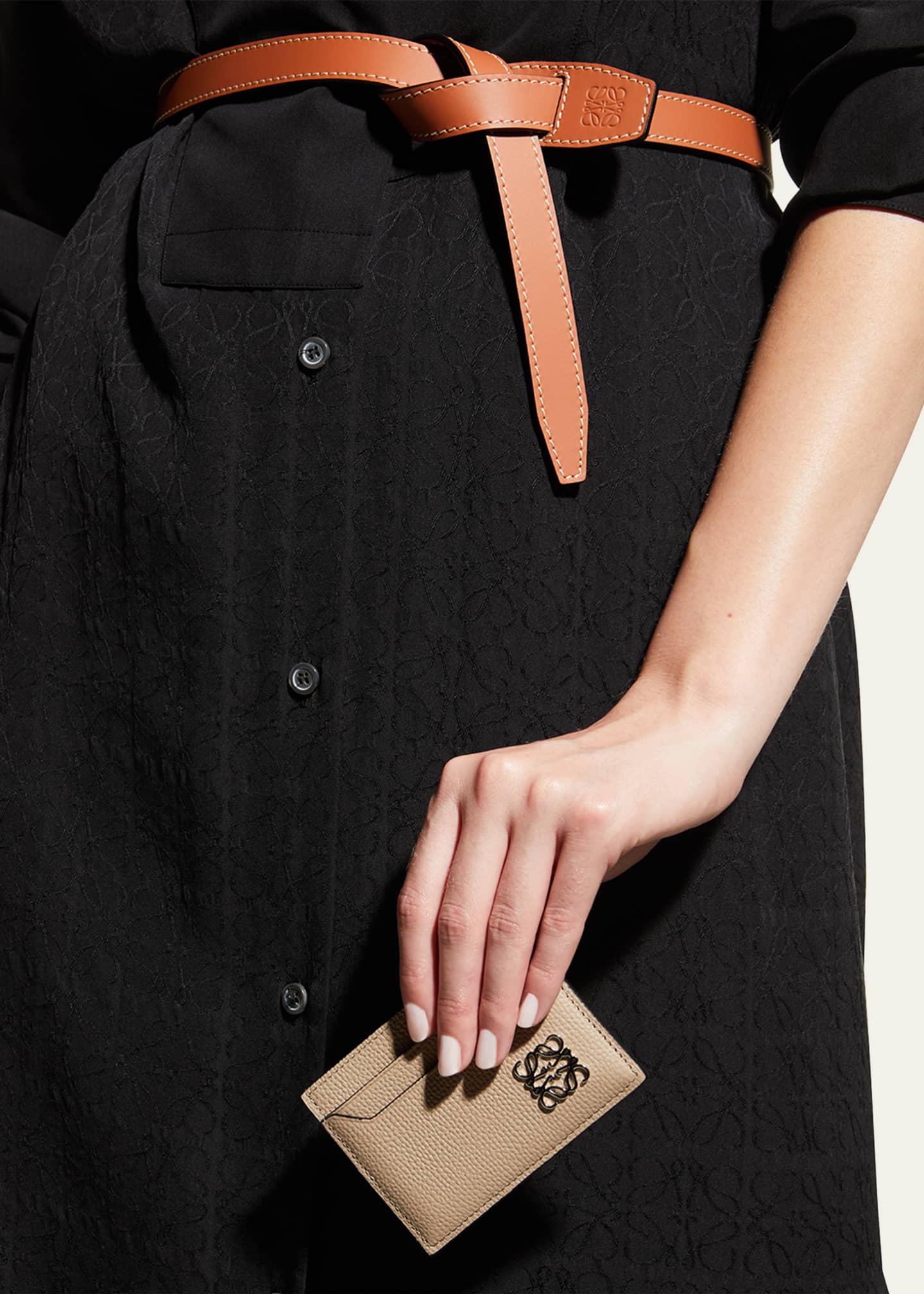 Loewe Anagram Plain Card Case in Grained Leather - Bergdorf Goodman