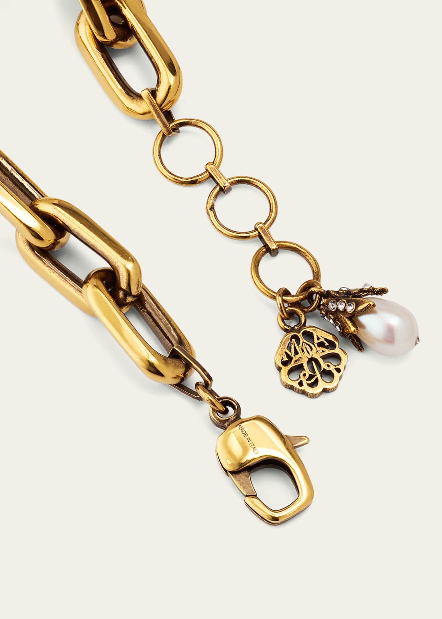 McQueen Pearly Chain and Skull Bracelet - Bergdorf Goodman