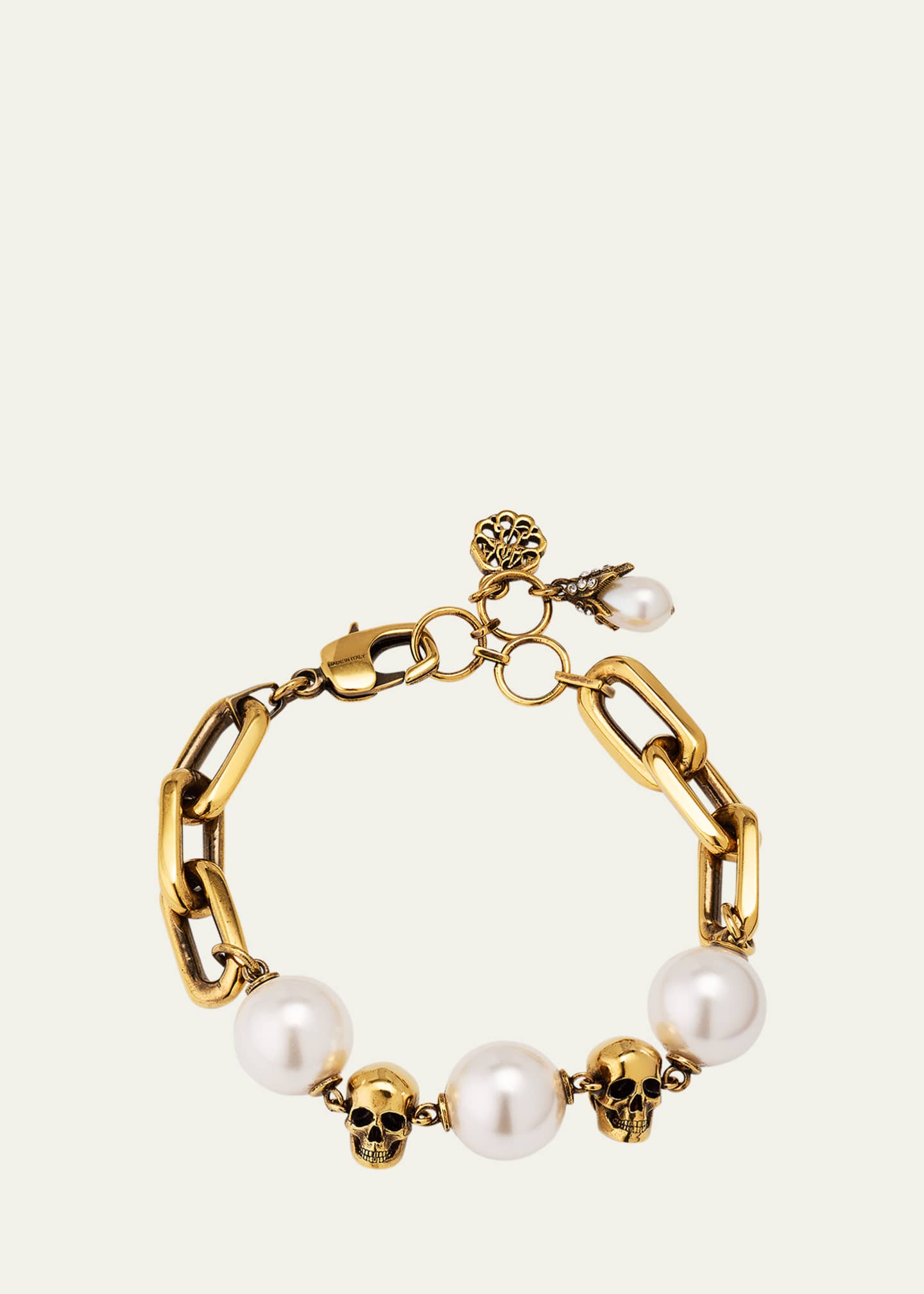 McQueen Pearly Chain and Skull Bracelet - Bergdorf Goodman