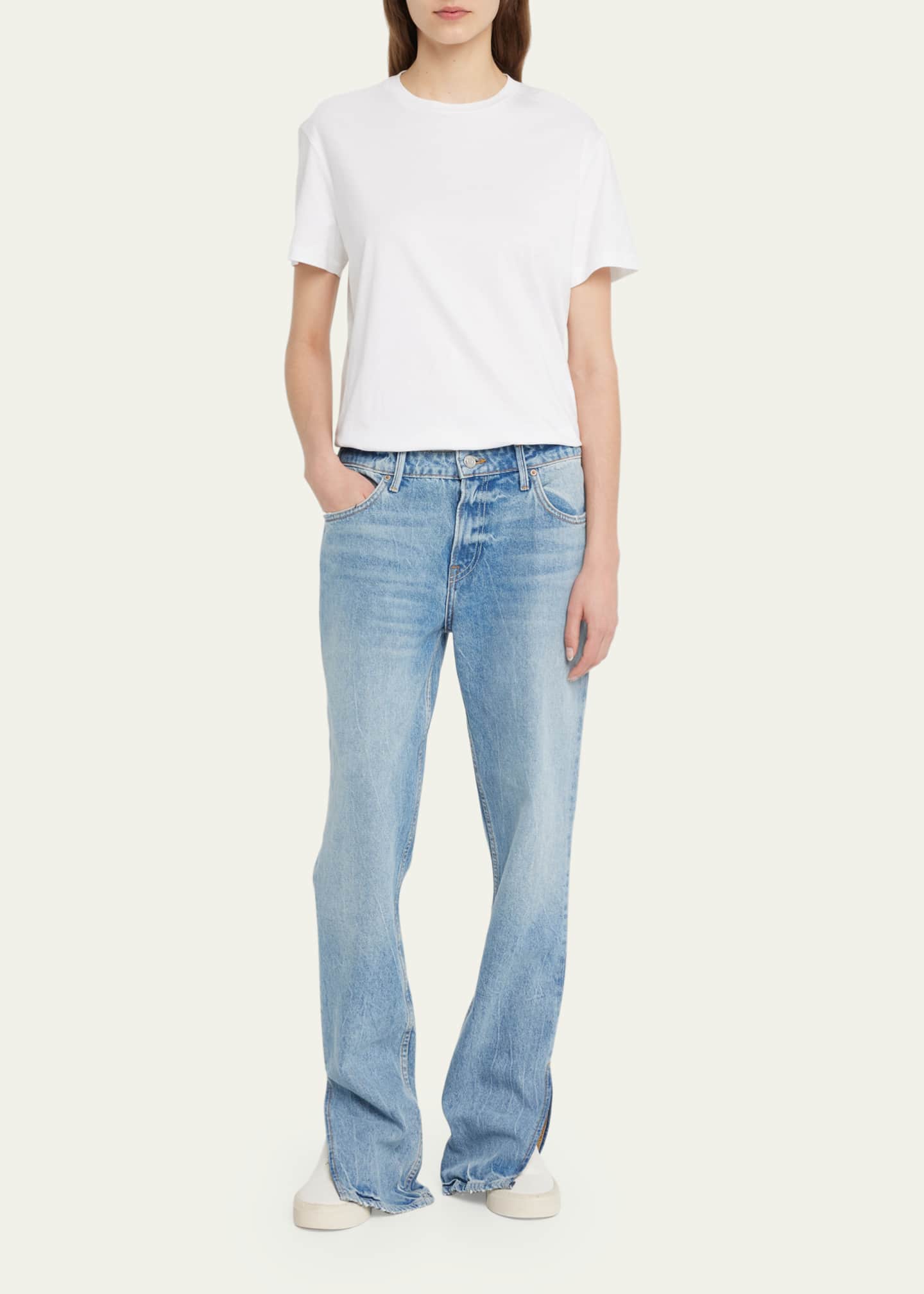 GRLFRND Hailey Low-Rise Straight Jeans with Splits - Bergdorf Goodman