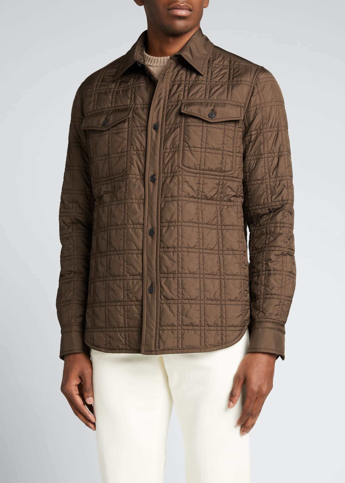 Brioni Men's Lightweight Quilted Overshirt - Bergdorf Goodman