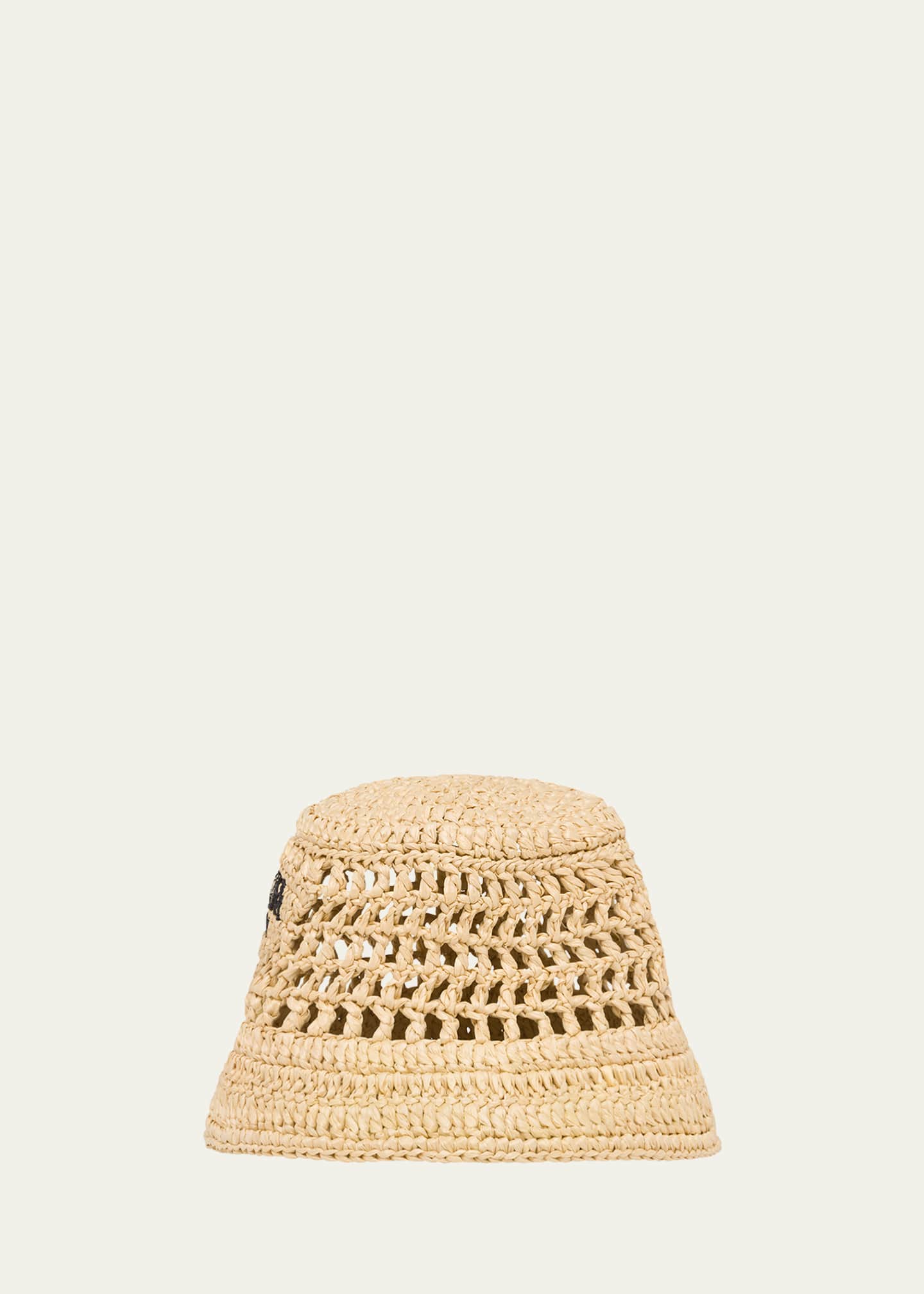 Prada Logo Cutout Raffia Bucket Hat - Bergdorf Goodman