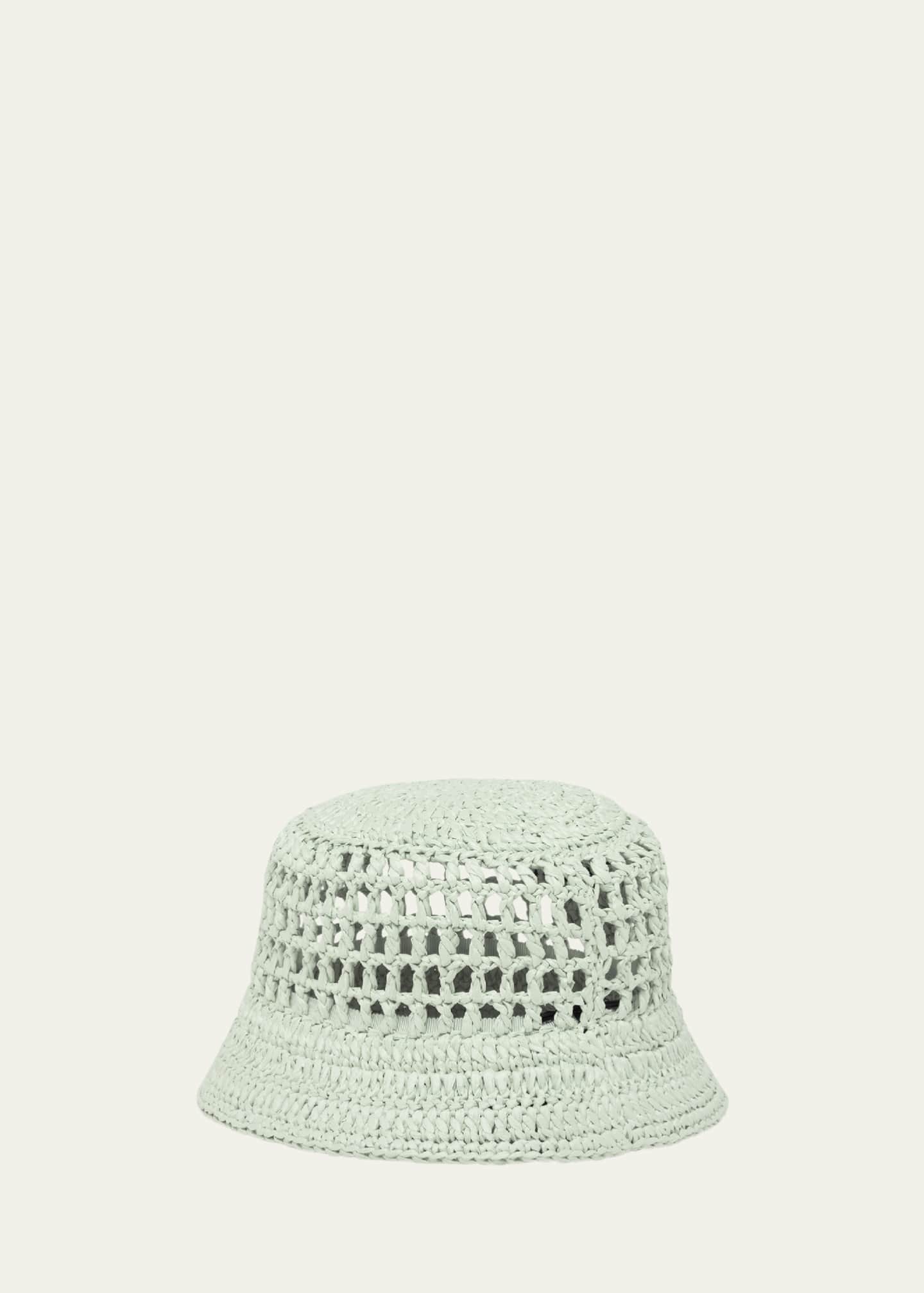 Prada Logo Cutout Raffia Bucket Hat - Bergdorf Goodman