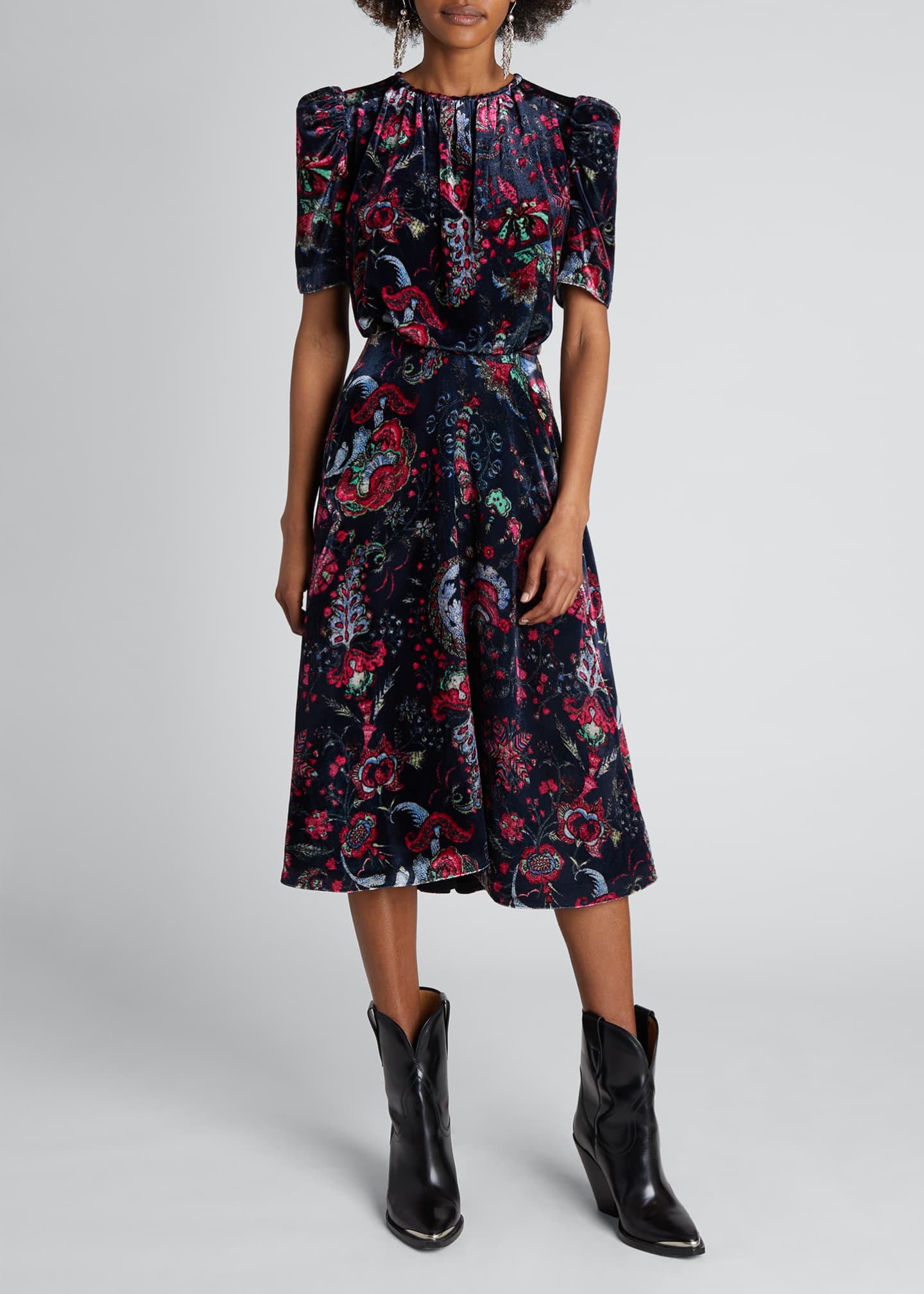 Isabel Marant Printed Velvet Midi Dress - Bergdorf Goodman