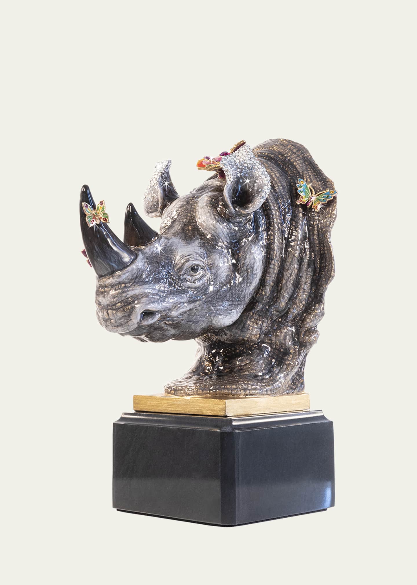 Jay Strongwater Rhino Bust Mount With Butterflies Objet - Bergdorf Goodman