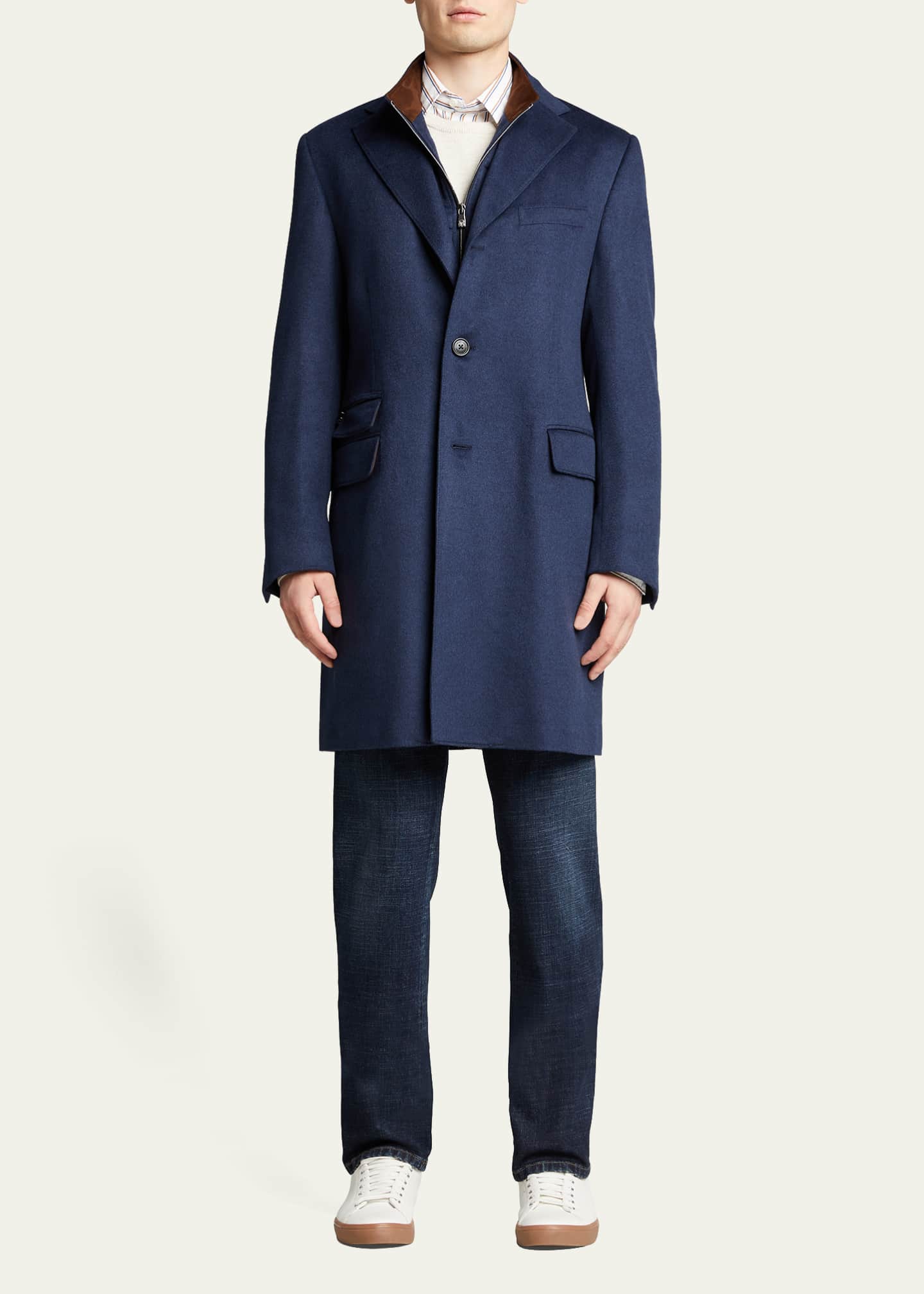 Corneliani Men's Wool Topcoat w/ Removable Chest Piece - Bergdorf Goodman